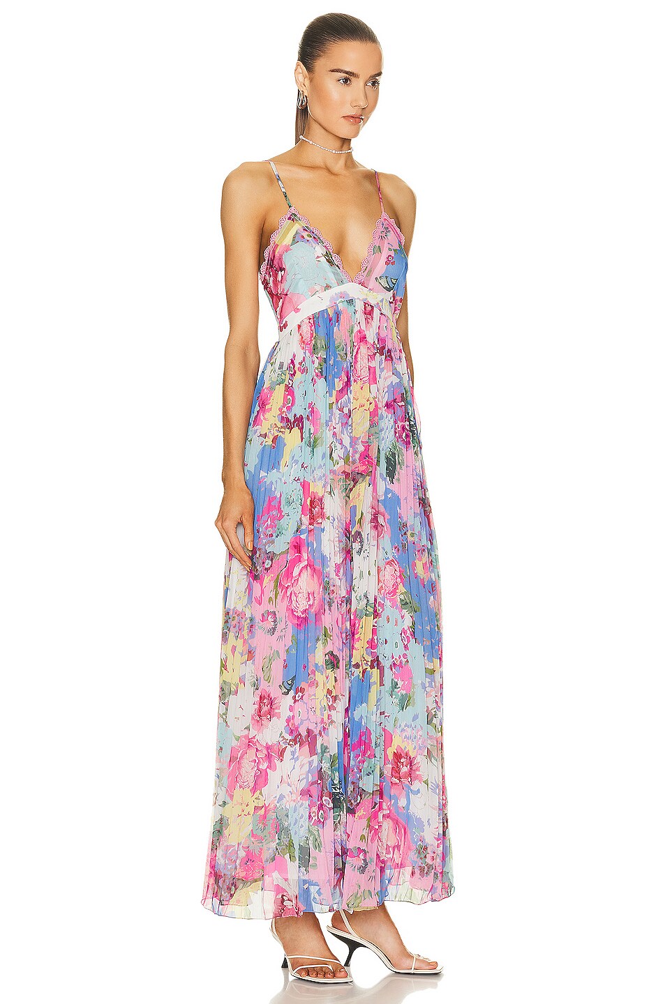 ROCOCO SAND Aster Maxi Dress in Pink & Powder Blue | FWRD