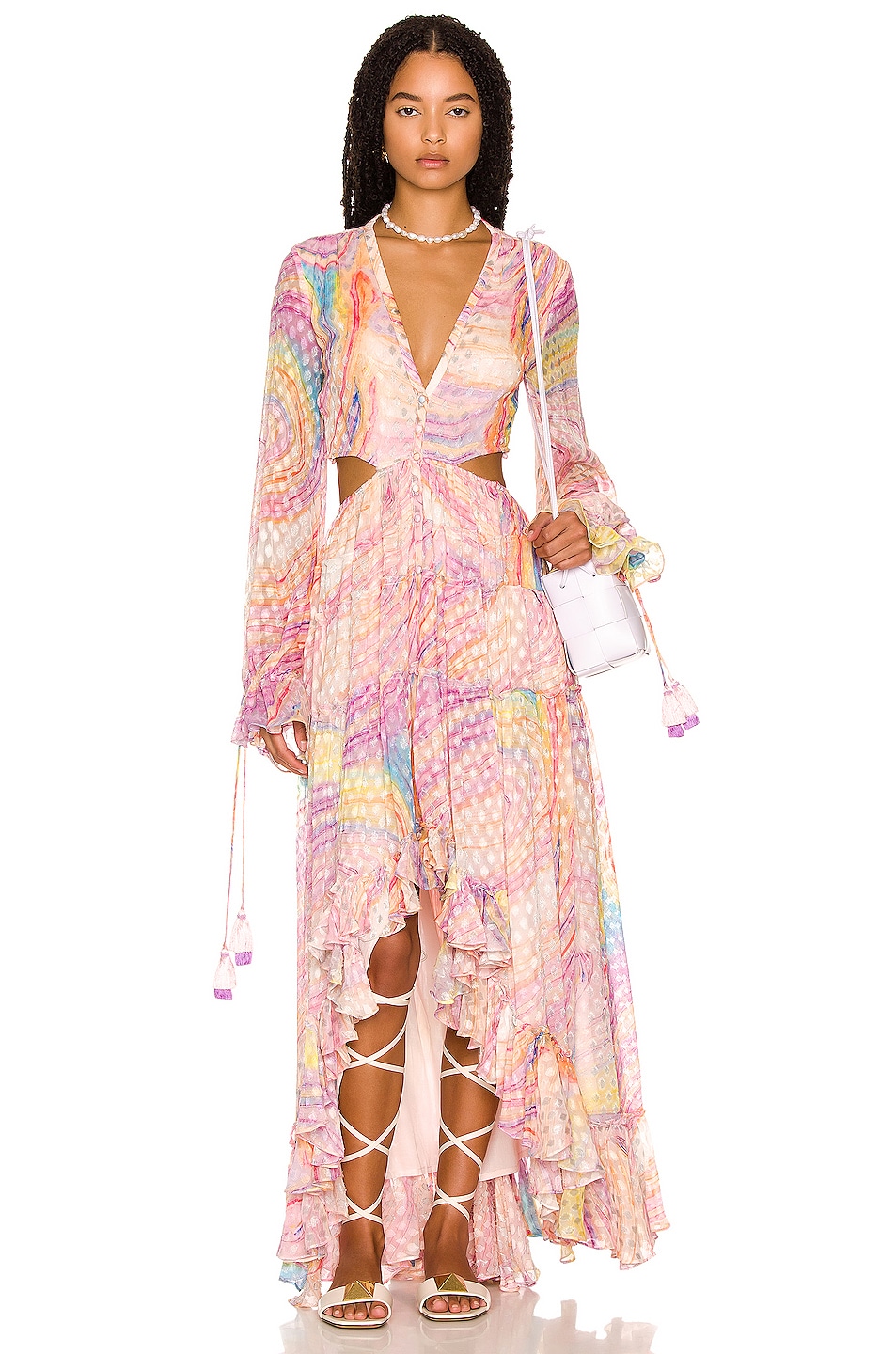 ROCOCO SAND Eira High Low Dress in Peach & Lilac | FWRD