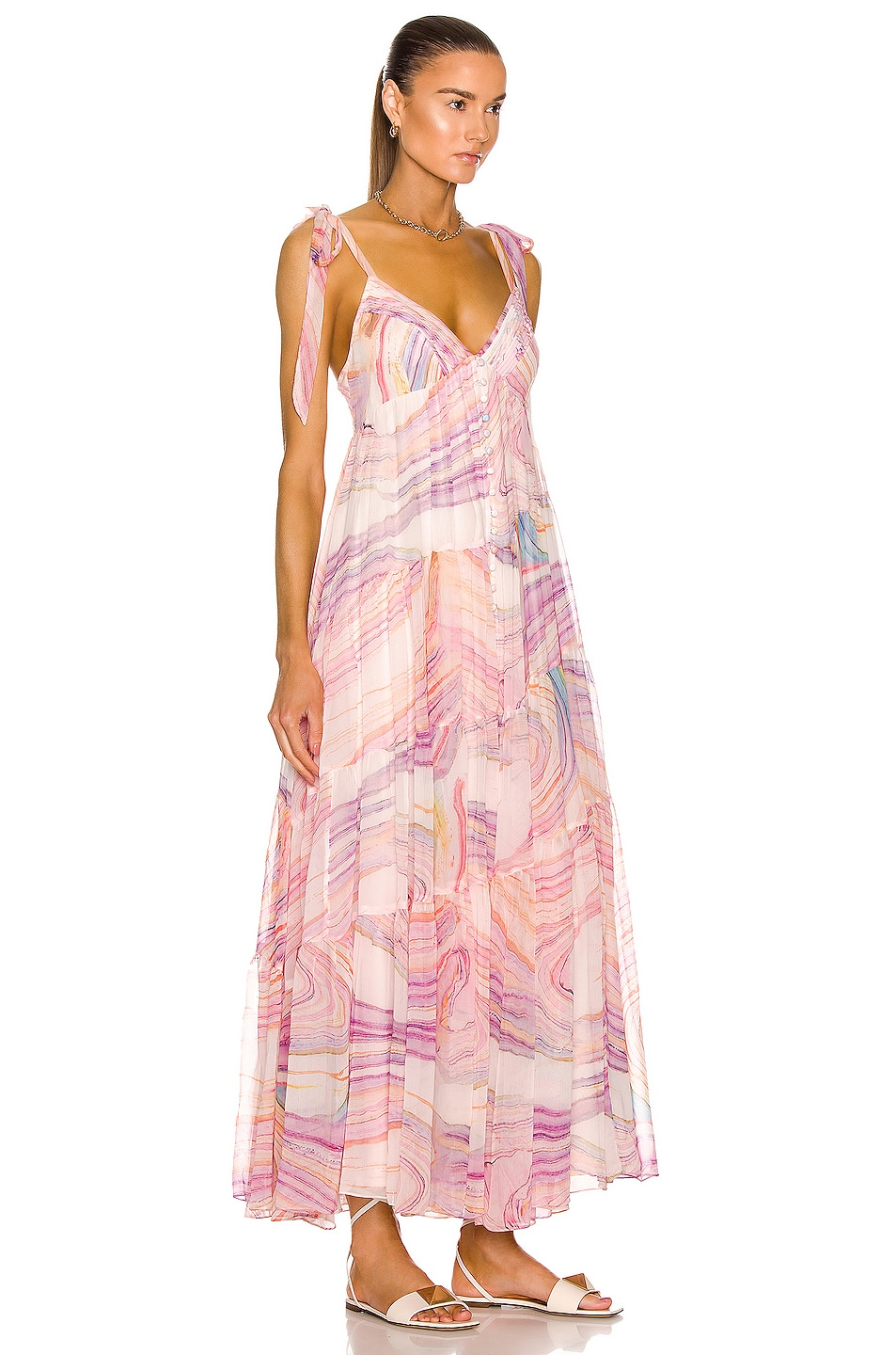 ROCOCO SAND Eira Maxi Dress in Peach & Lilac | FWRD