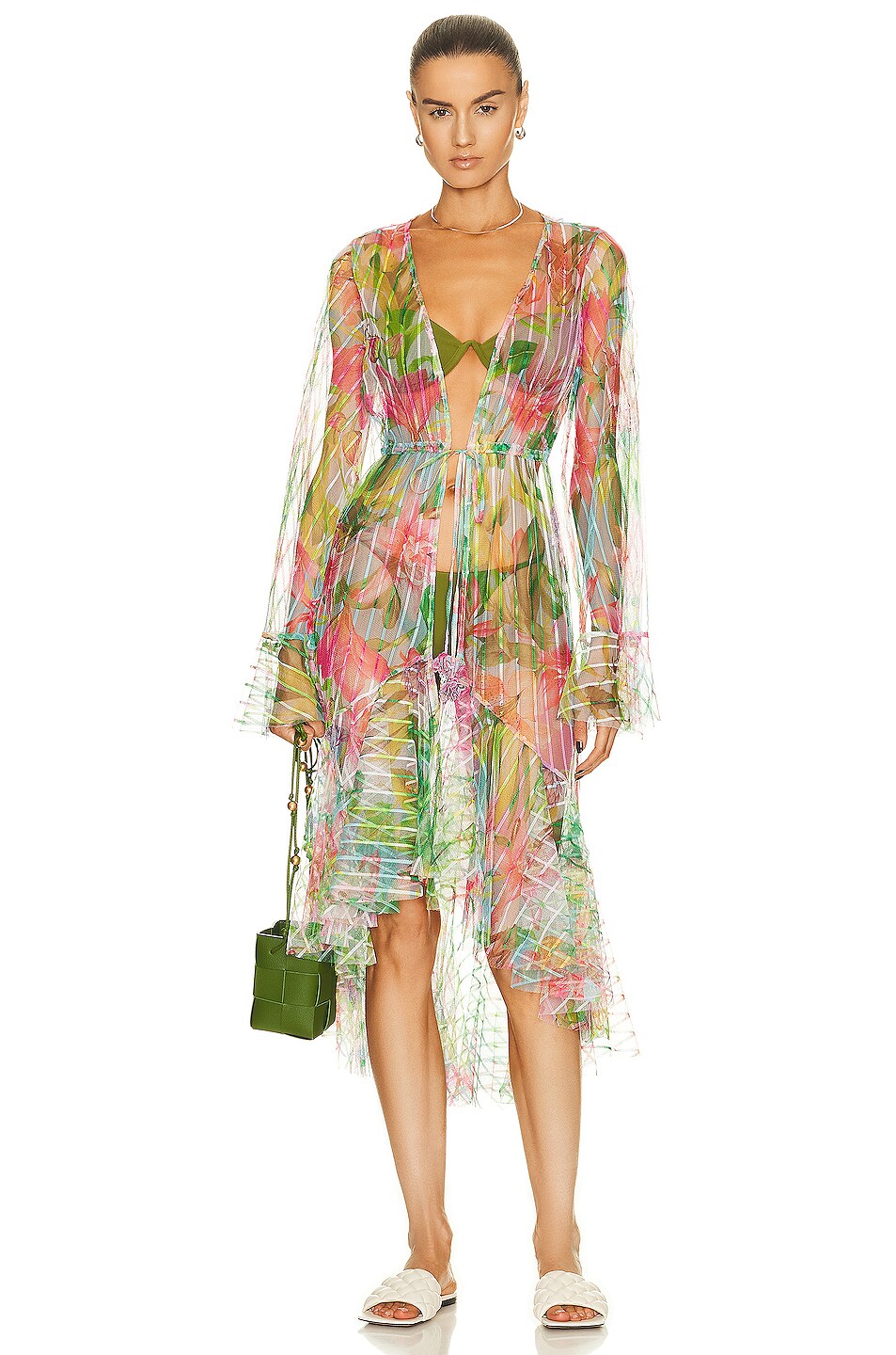 ROCOCO SAND Lora Cape with Belt in Multi Hibiscus | FWRD