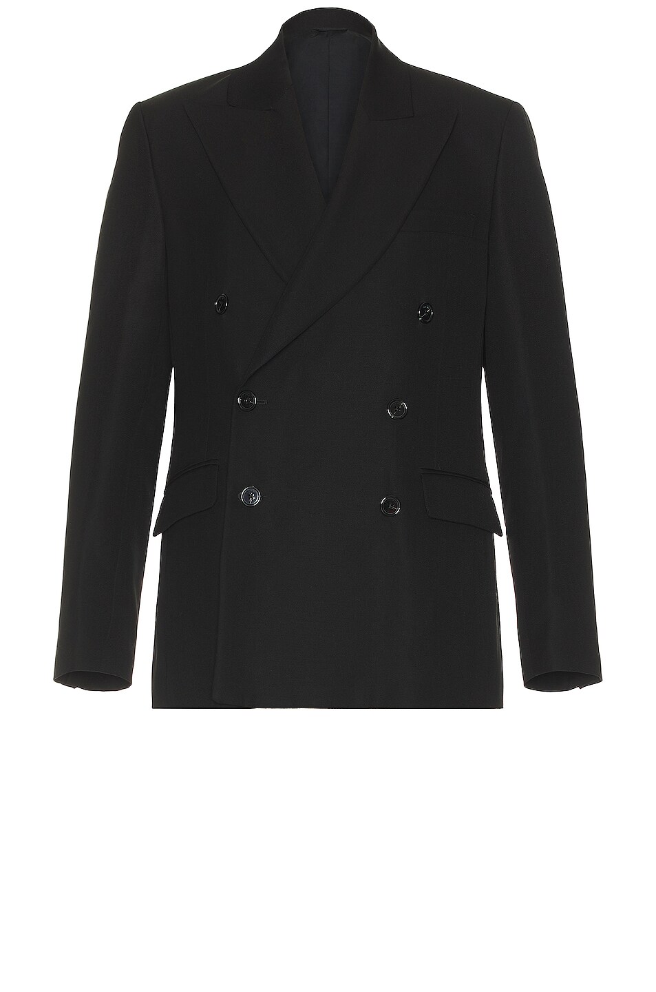Raf Simons Double Brested Blazer with Peacock Lapel in Black | FWRD