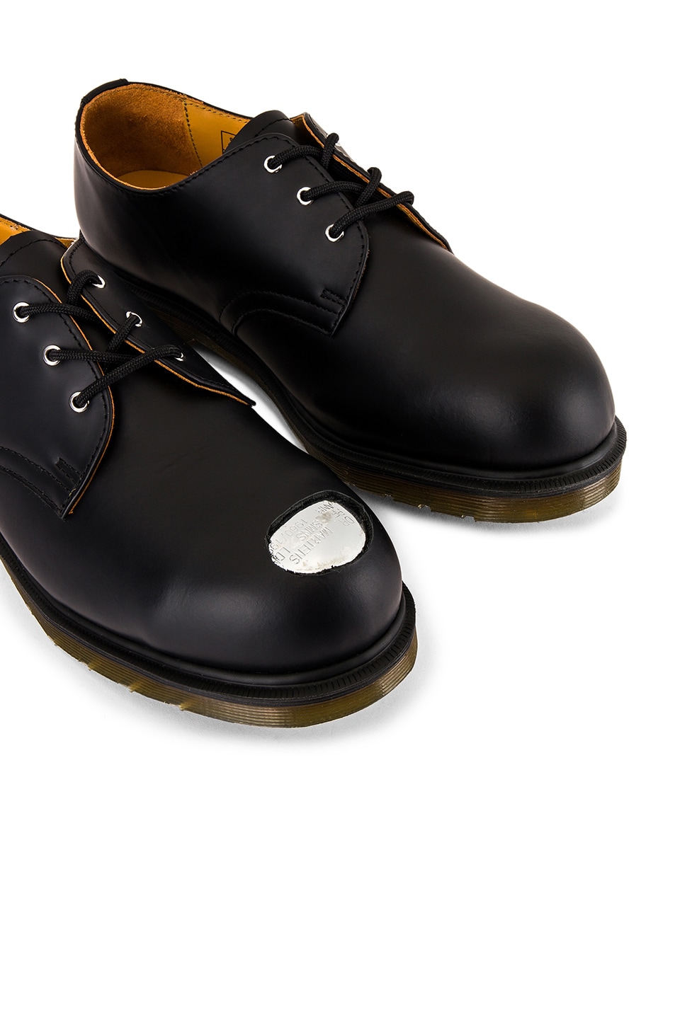Raf Simons x Dr. Martens Asymmetric Cut Out Steel Shoe in Black | FWRD