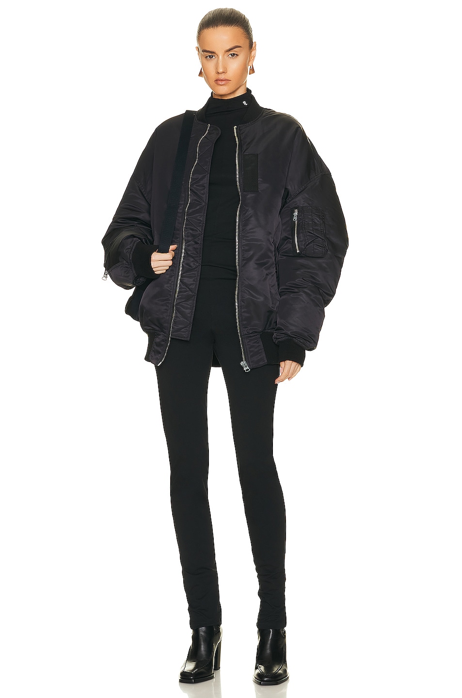 Raf Simons Turtleneck Jersey Bodysuit in Black | FWRD