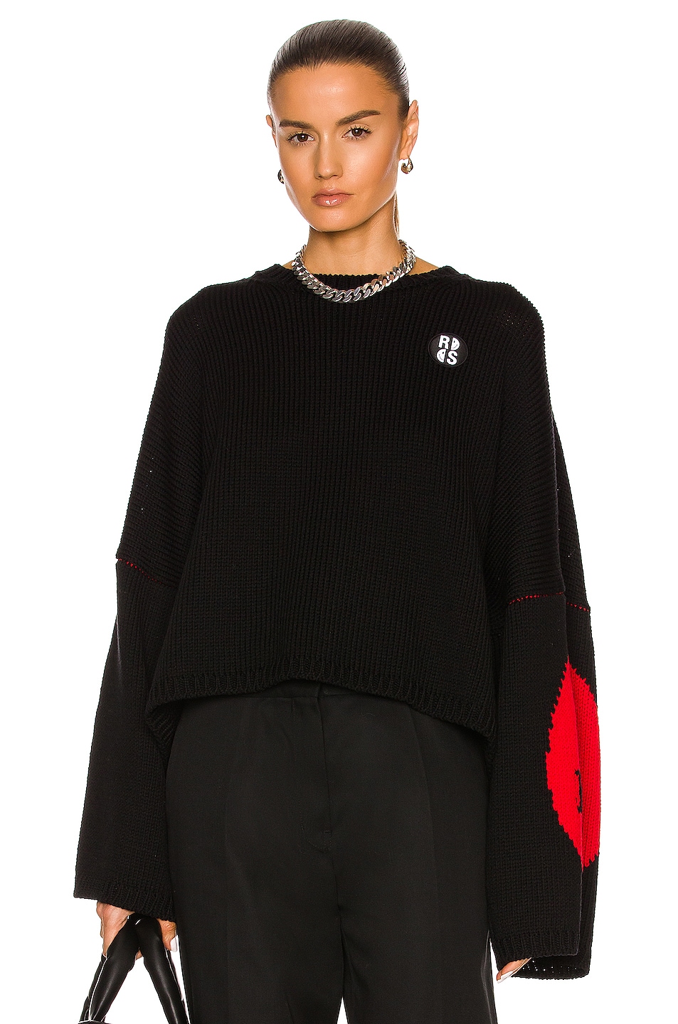 Raf Simons Smiley Knit Sweater in Black | FWRD