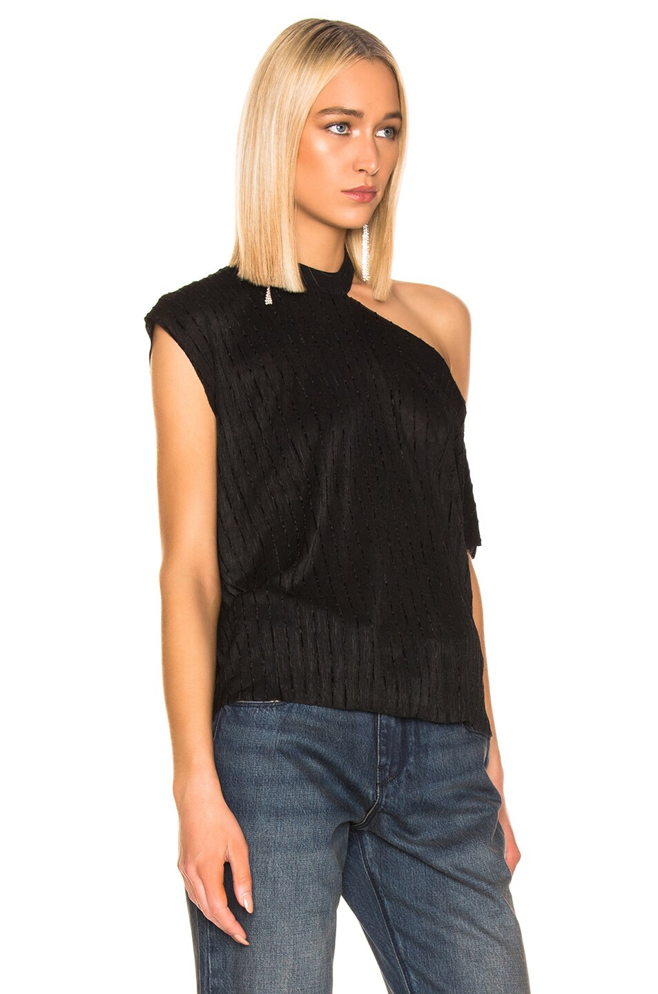 RTA Axel Top in Coal Striped Velvet | FWRD