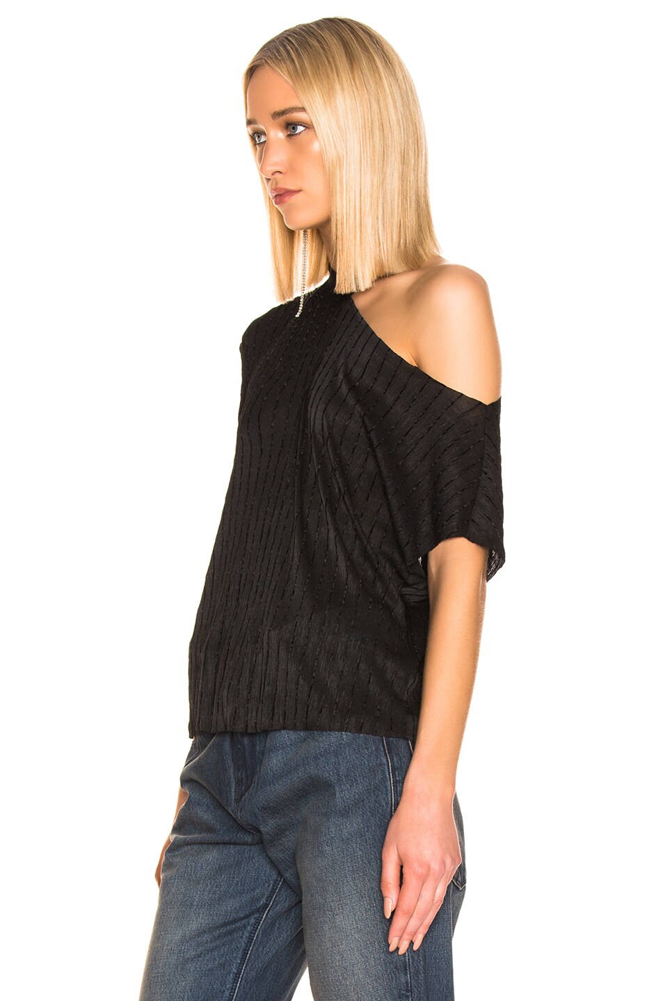 RTA Axel Top in Coal Striped Velvet | FWRD