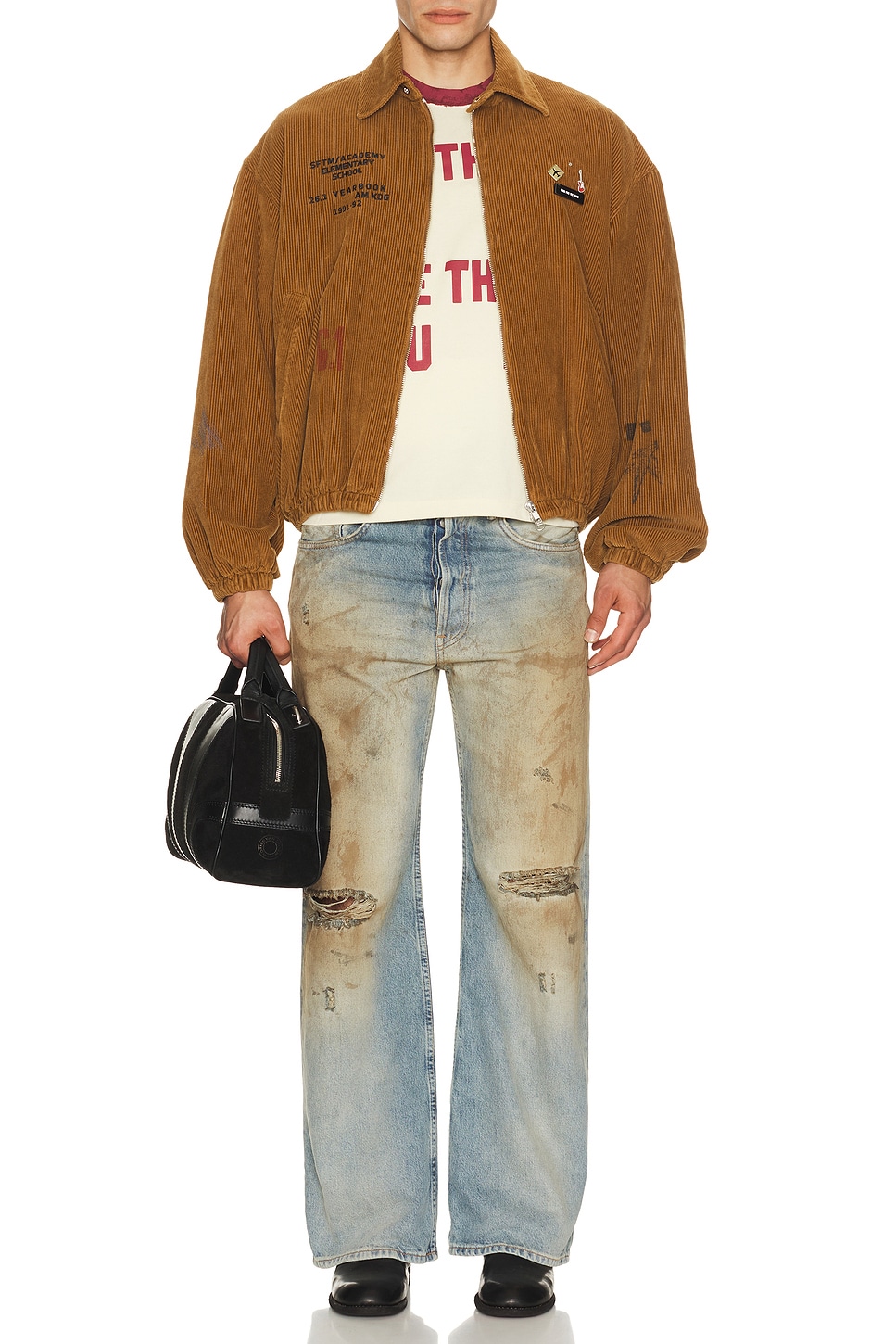 rice nine ten Hand Paint Ringer T-Shirt in Champagne | FWRD