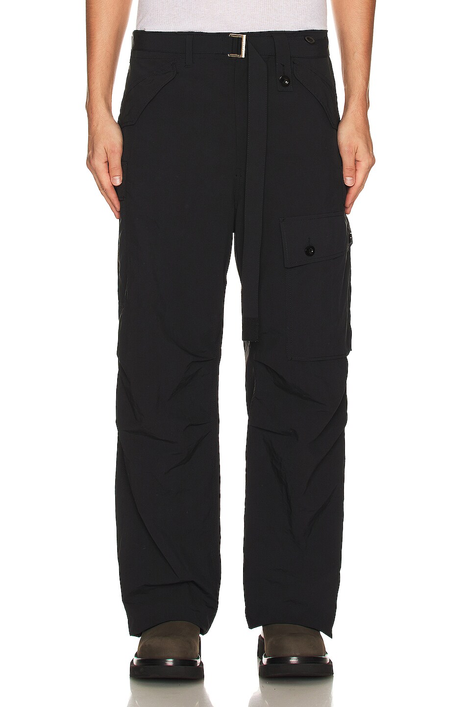Sacai Matte Taffeta Pants in Black | FWRD