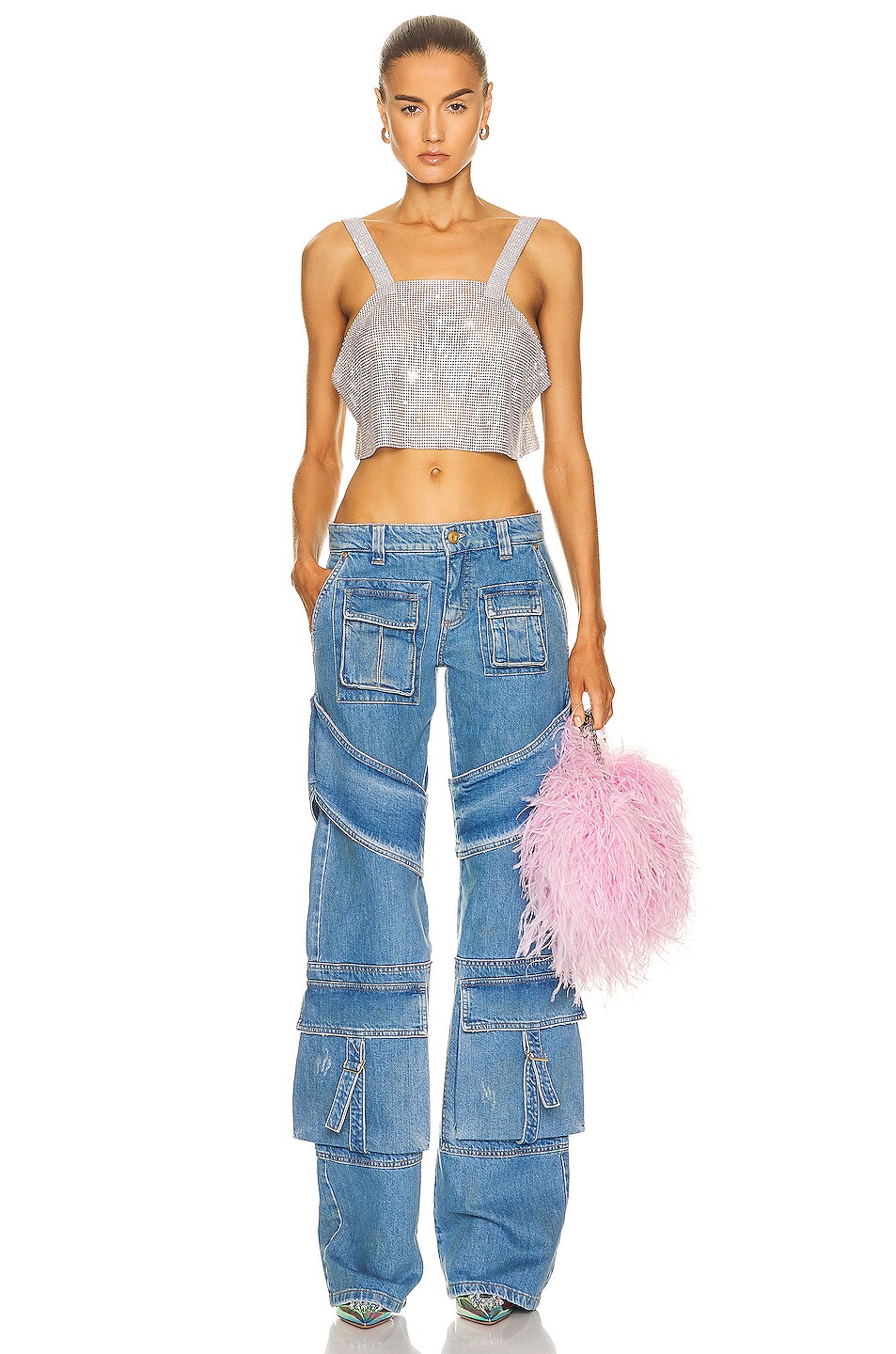 Santa Brands Cropped Top in Silver | FWRD