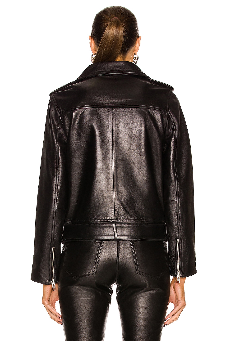 STAND STUDIO Nina Leather Biker Jacket in Black | FWRD