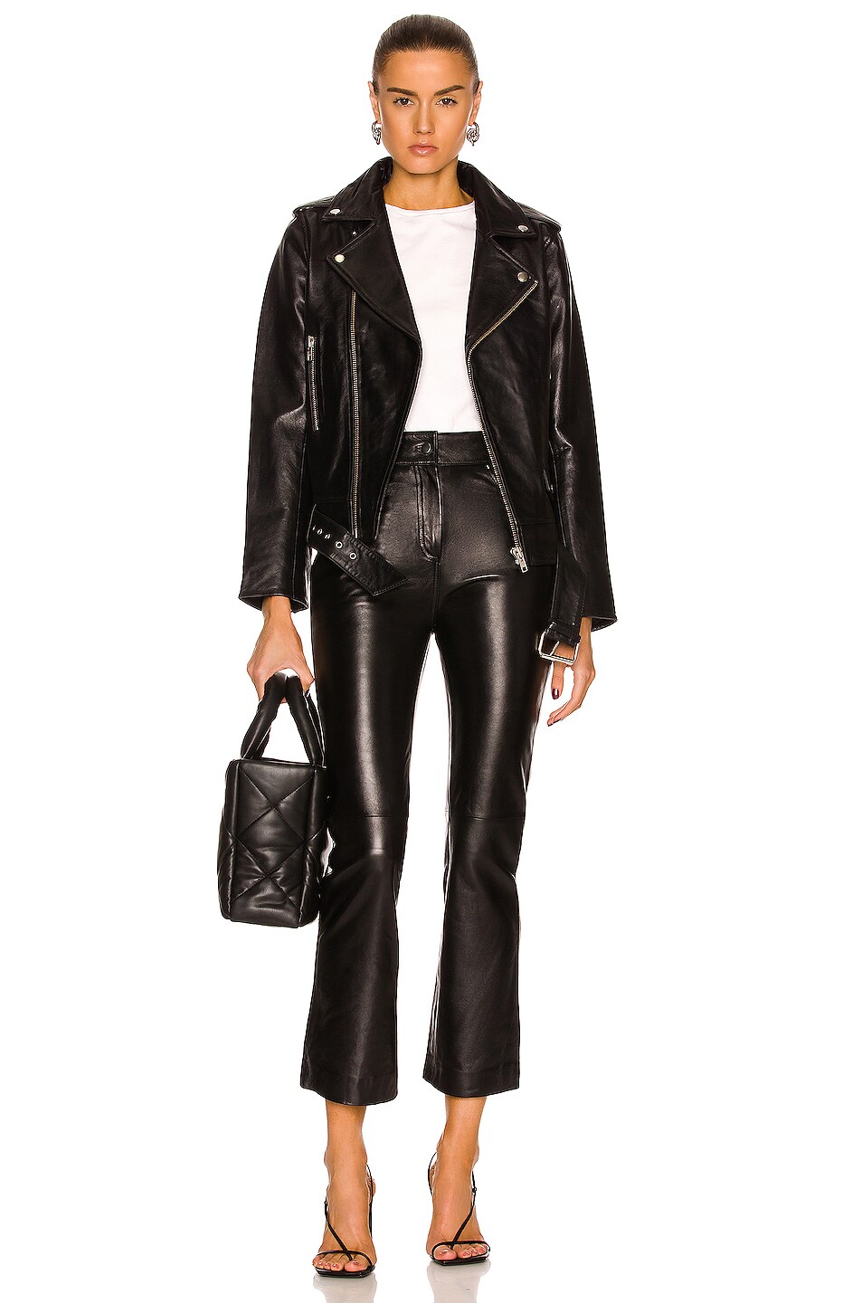 STAND STUDIO Nina Leather Biker Jacket in Black | FWRD
