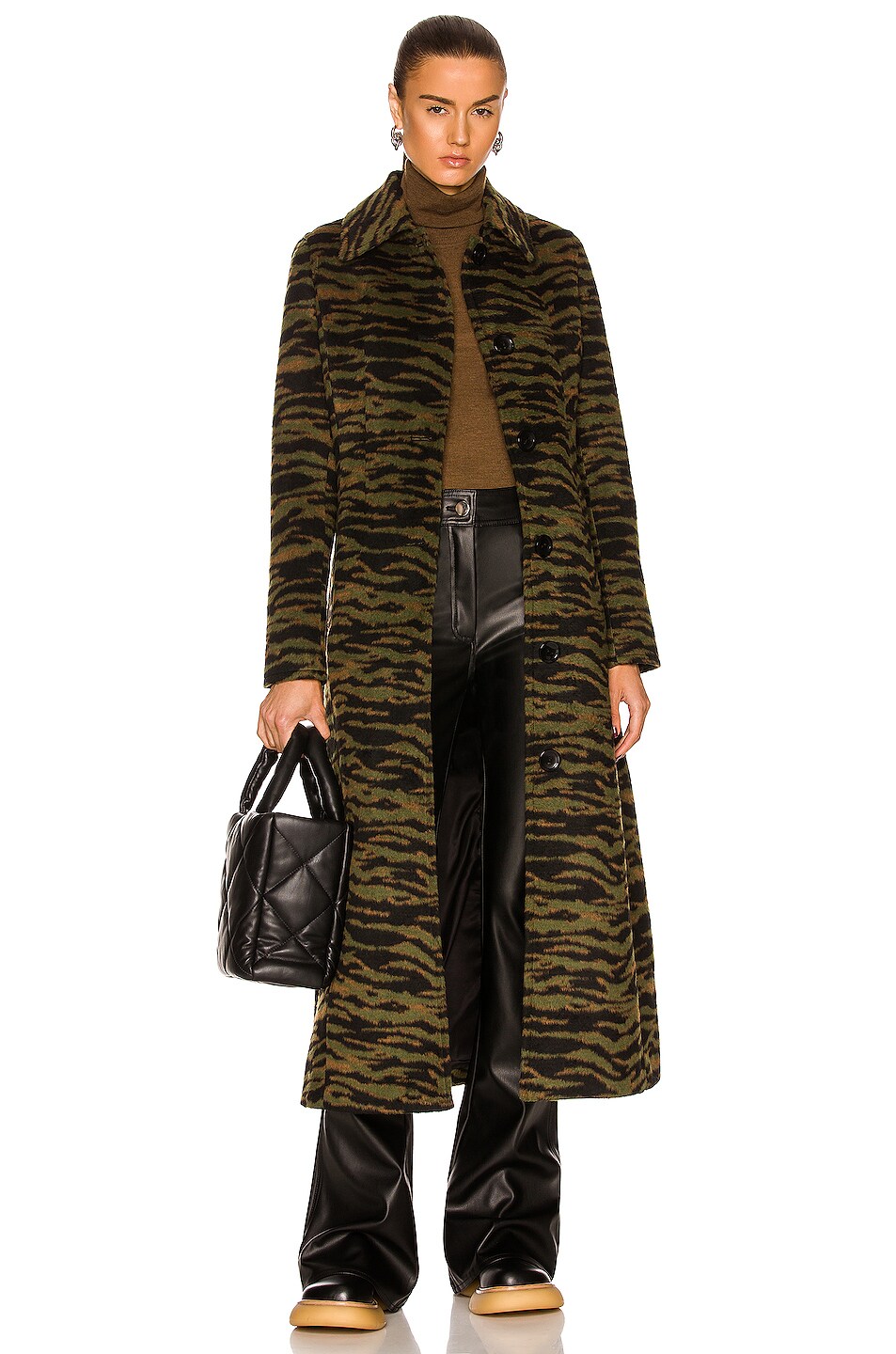 STAND STUDIO Donatella Coat in Green Zebra | FWRD