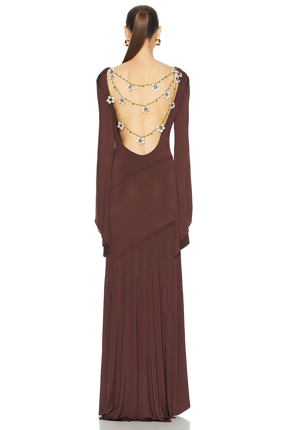 SIEDRES Alin Long Sleeve Maxi Dress in Brown | FWRD