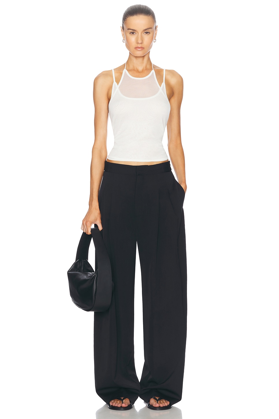 St. Agni Layered Halter Tank Top in White | FWRD