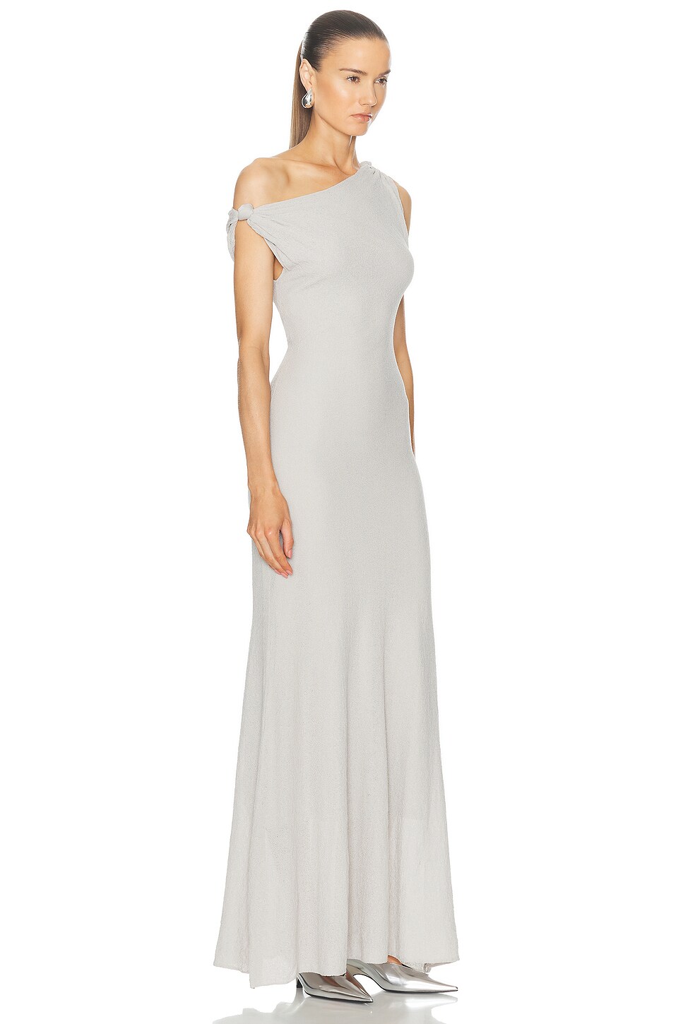 SIR. Glow Twist Midi Dress in Light Grey | FWRD