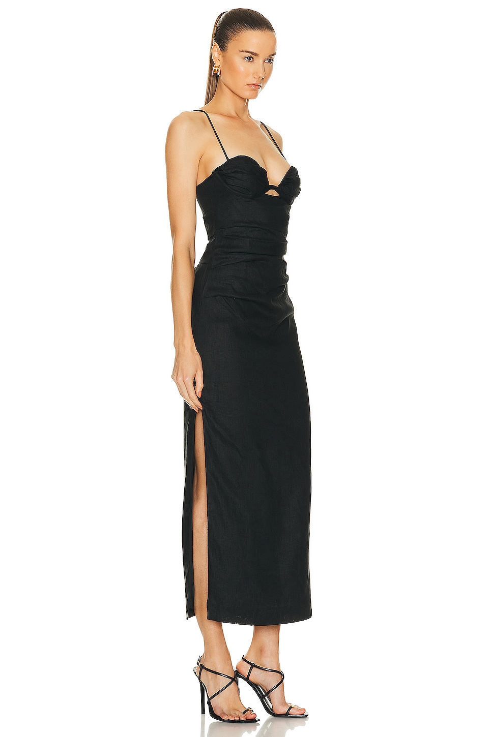 SIR. Noemi Balconette Midi Dress in Black | FWRD