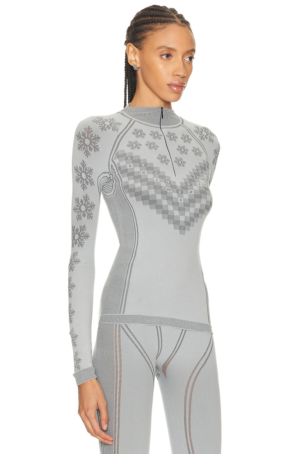 SKIMS Ski First Layers Half Zip Long Sleeve Sweater in Mirror Winter ...