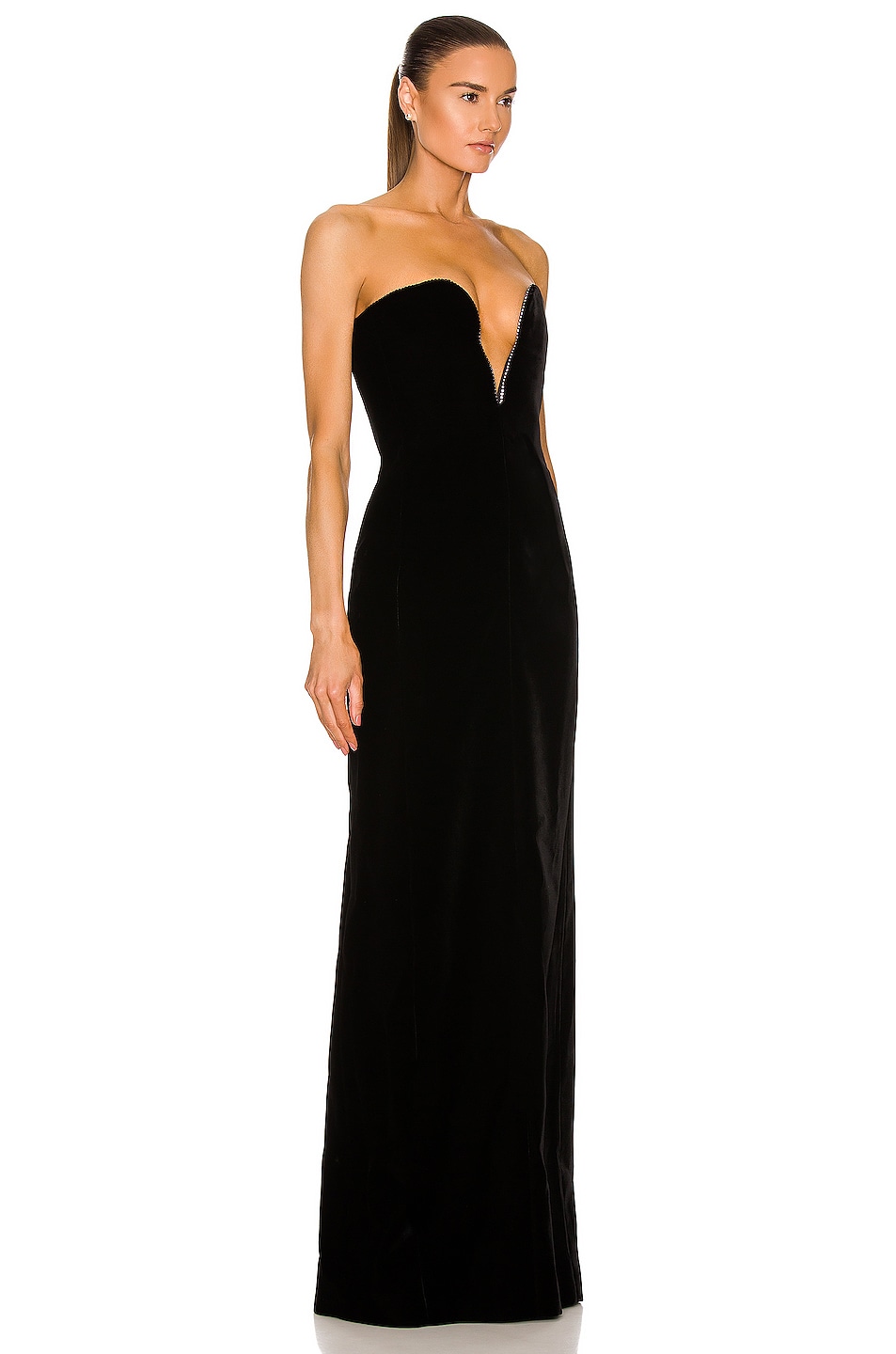 Saint Laurent Bustier Long Dress in Nero | FWRD