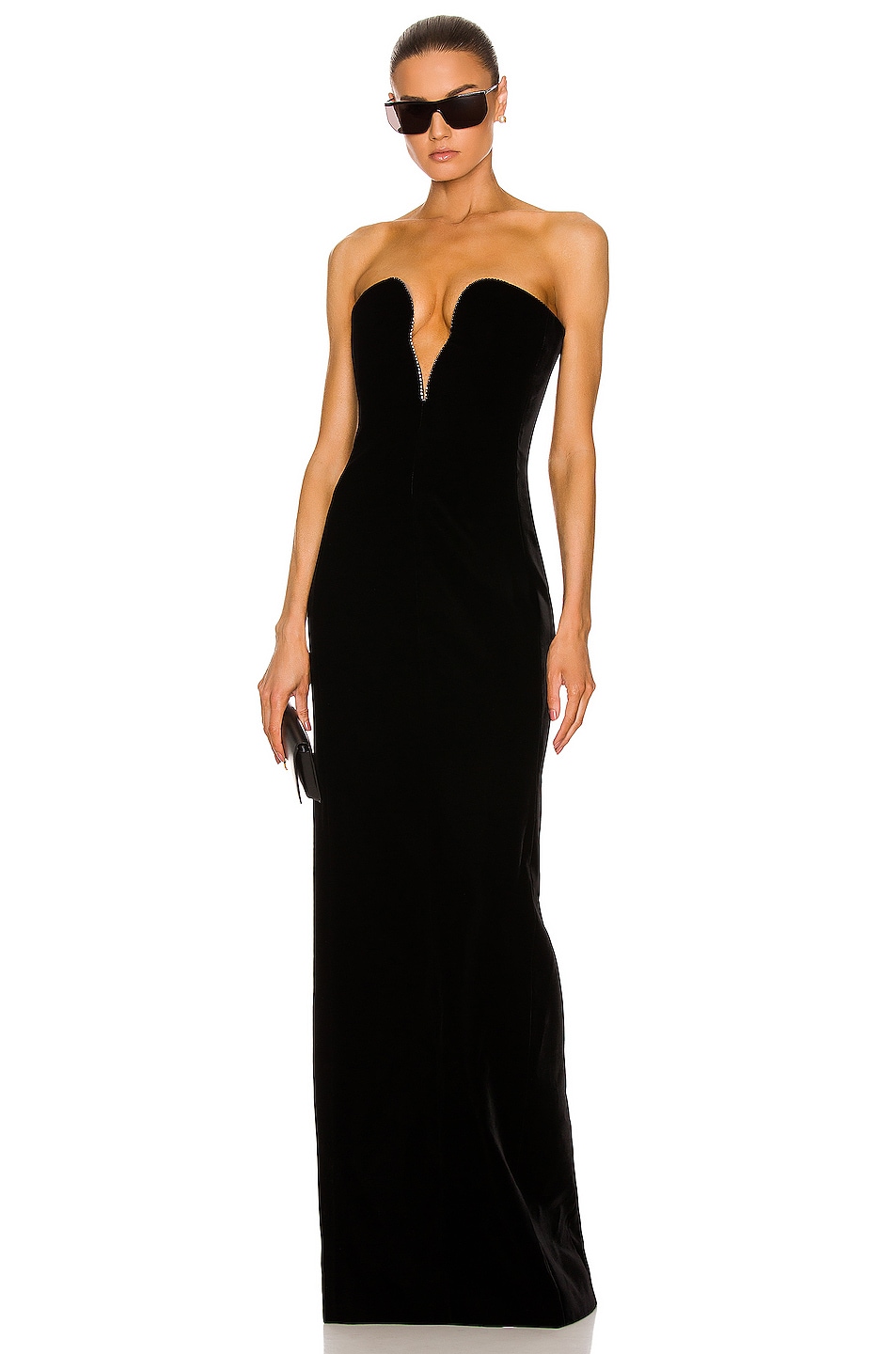 Saint Laurent Bustier Long Dress in Nero | FWRD
