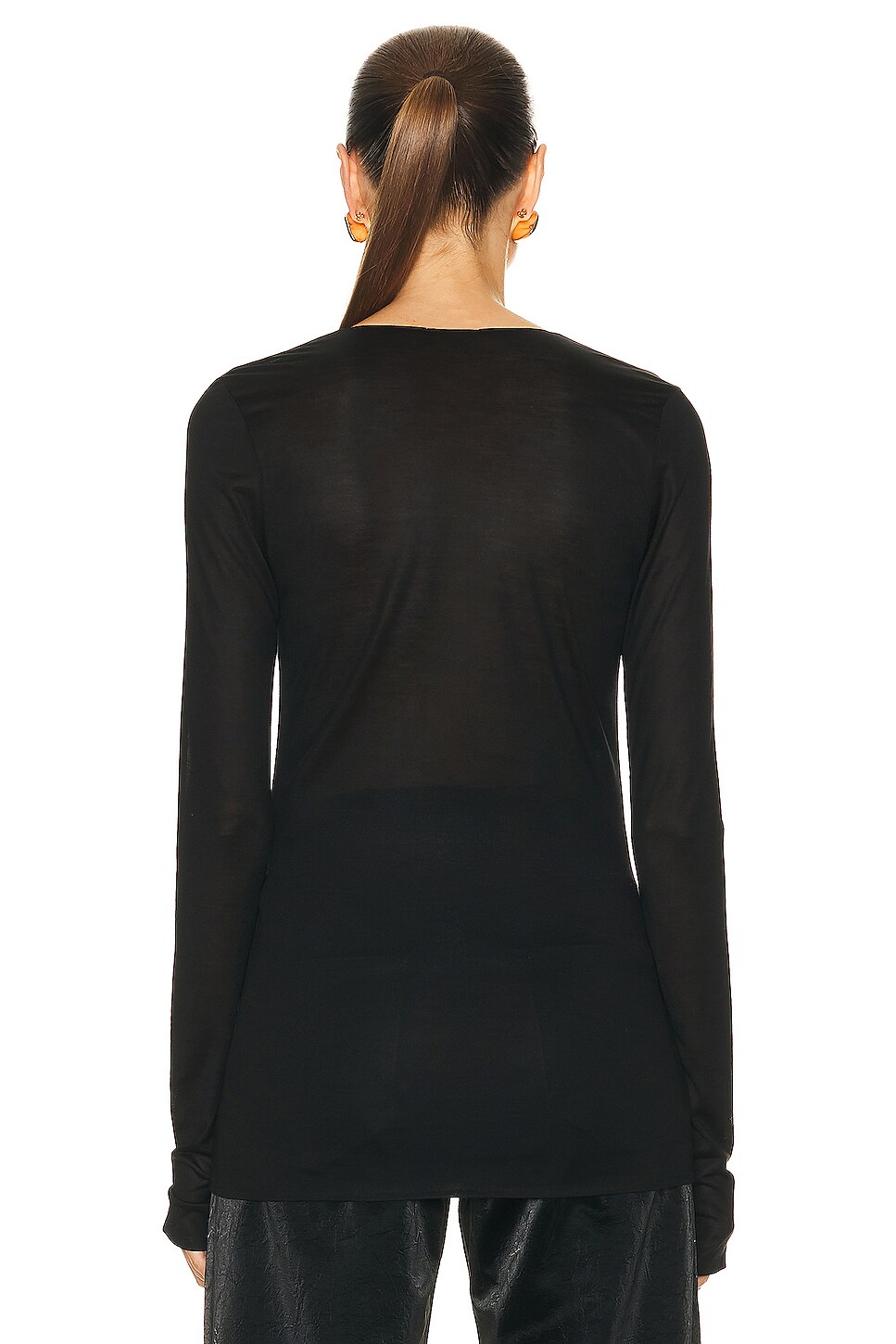 Saint Laurent Plunging Sweater in Noir | FWRD