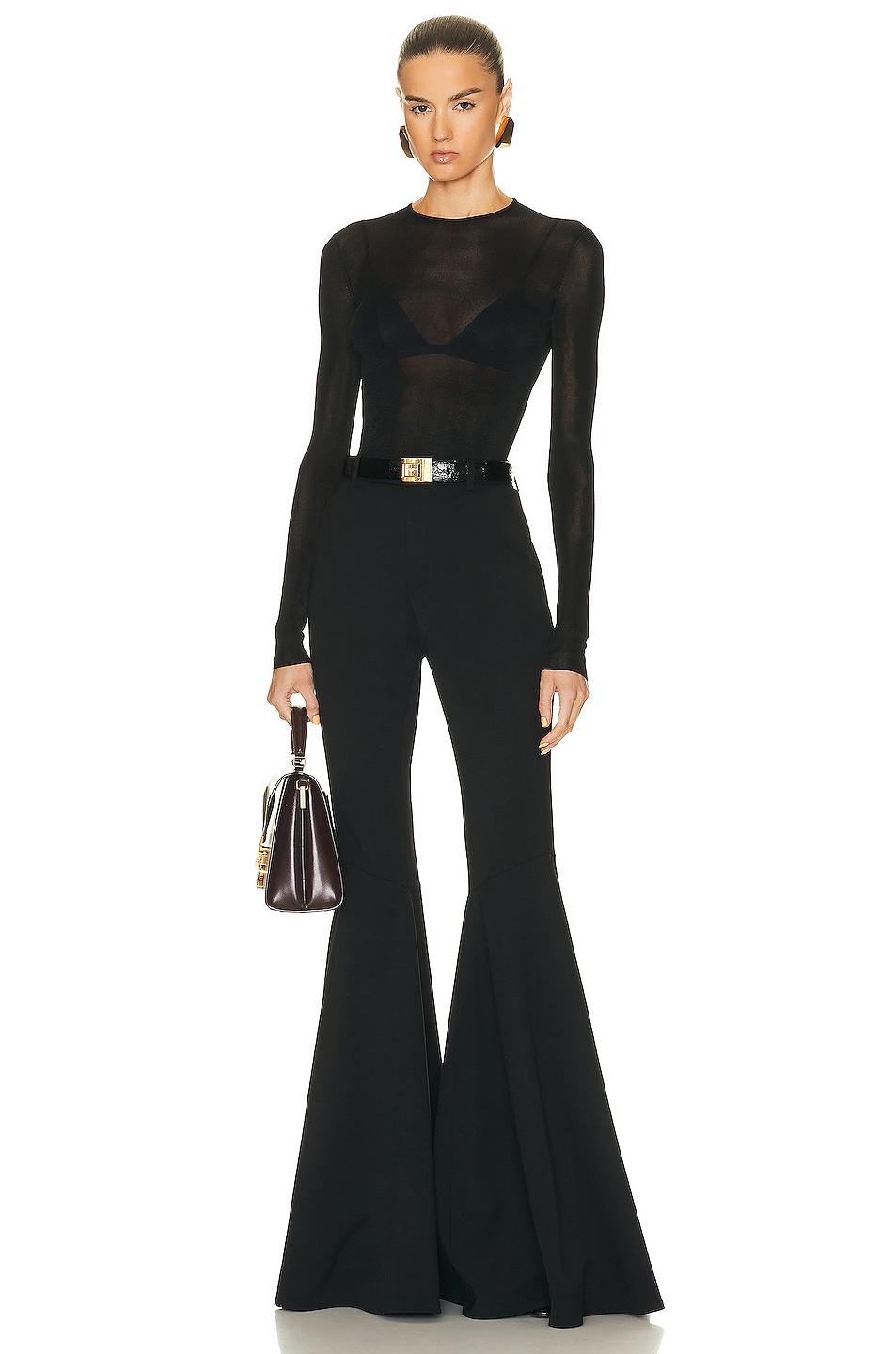 Saint Laurent Long Sleeve Sweater in Noir | FWRD