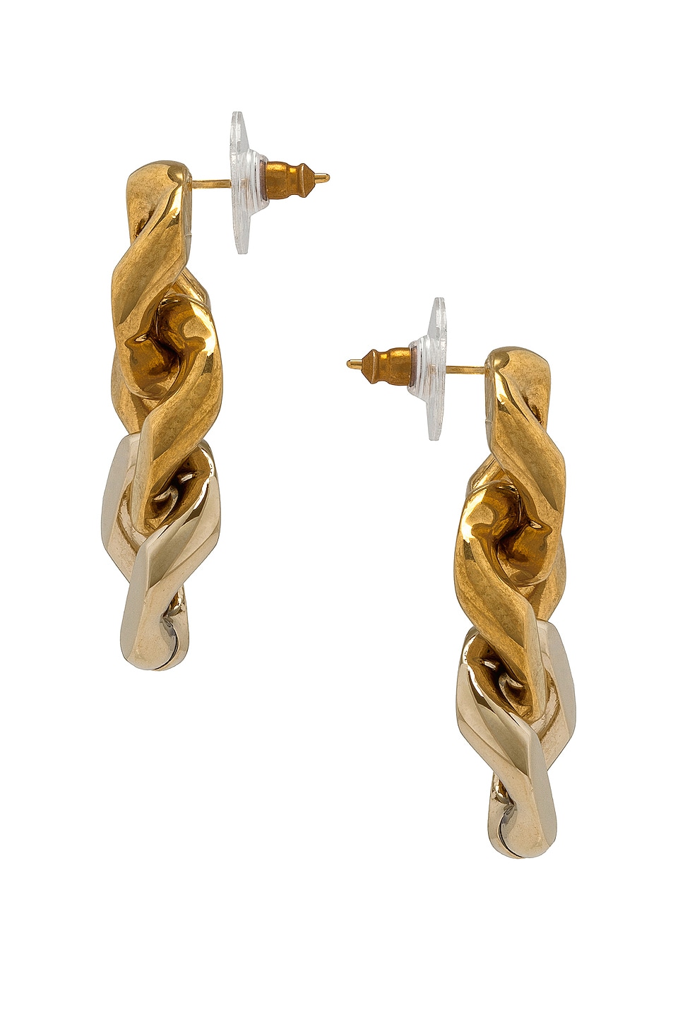 Saint Laurent 3 Link Earrings in Or Pale & Or Laiton | FWRD
