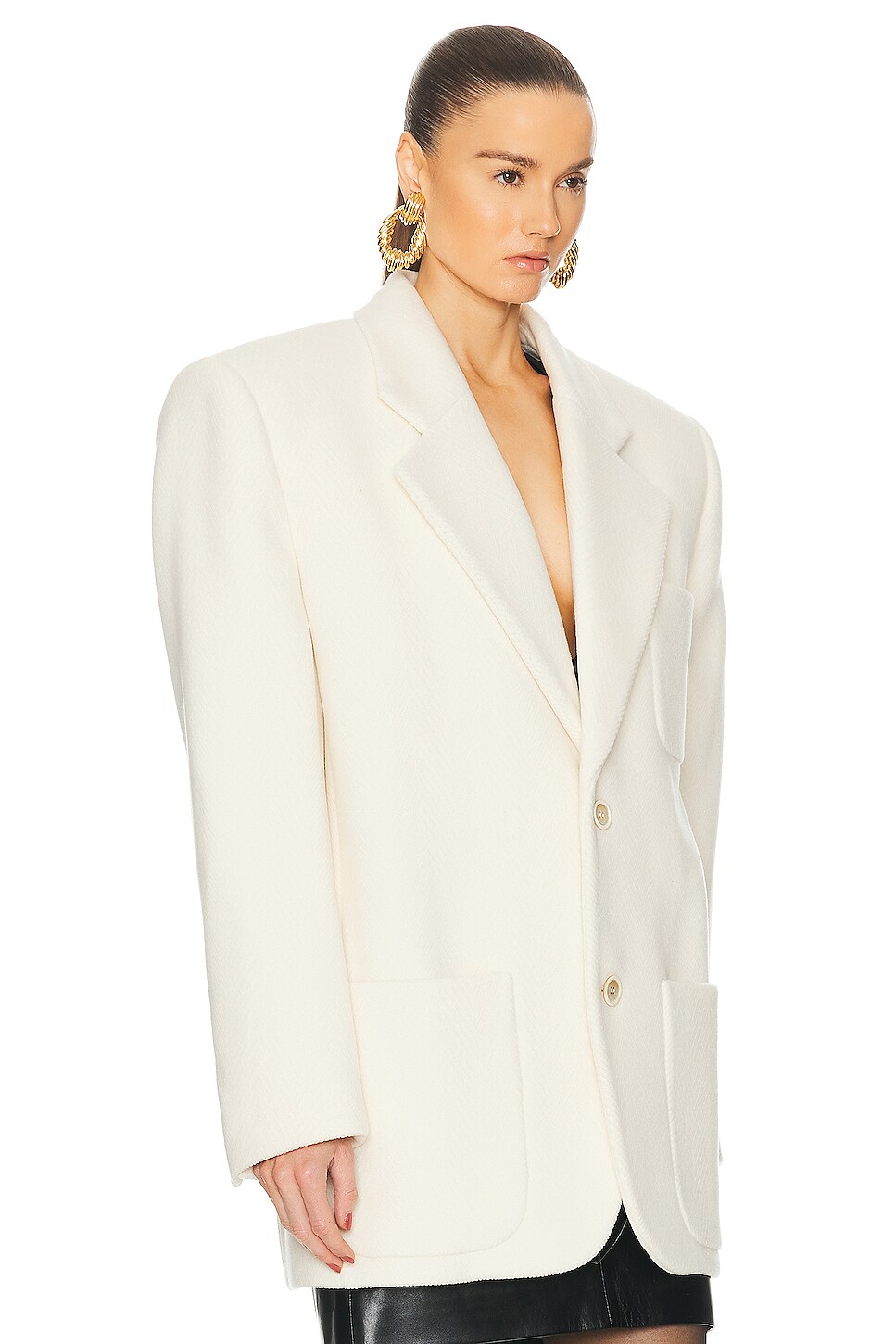 Saint Laurent Oversized Blazer in Shell | FWRD