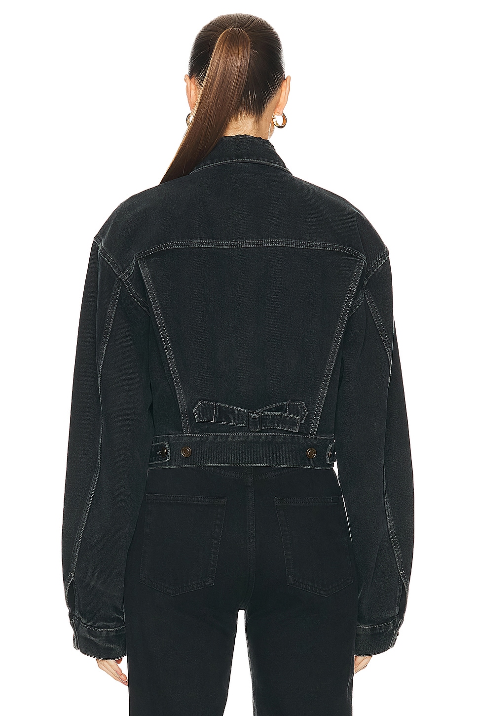 Saint Laurent Neo 80's Denim Jacket in Dark Blue Black | FWRD