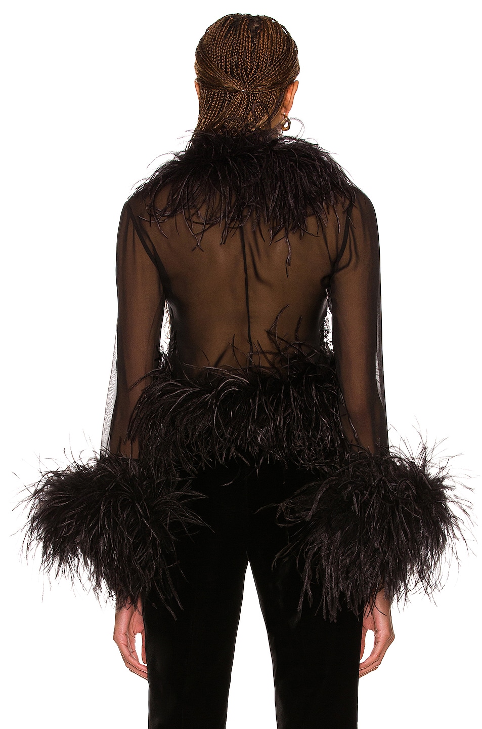Saint Laurent Feather Blouse in Noir | FWRD