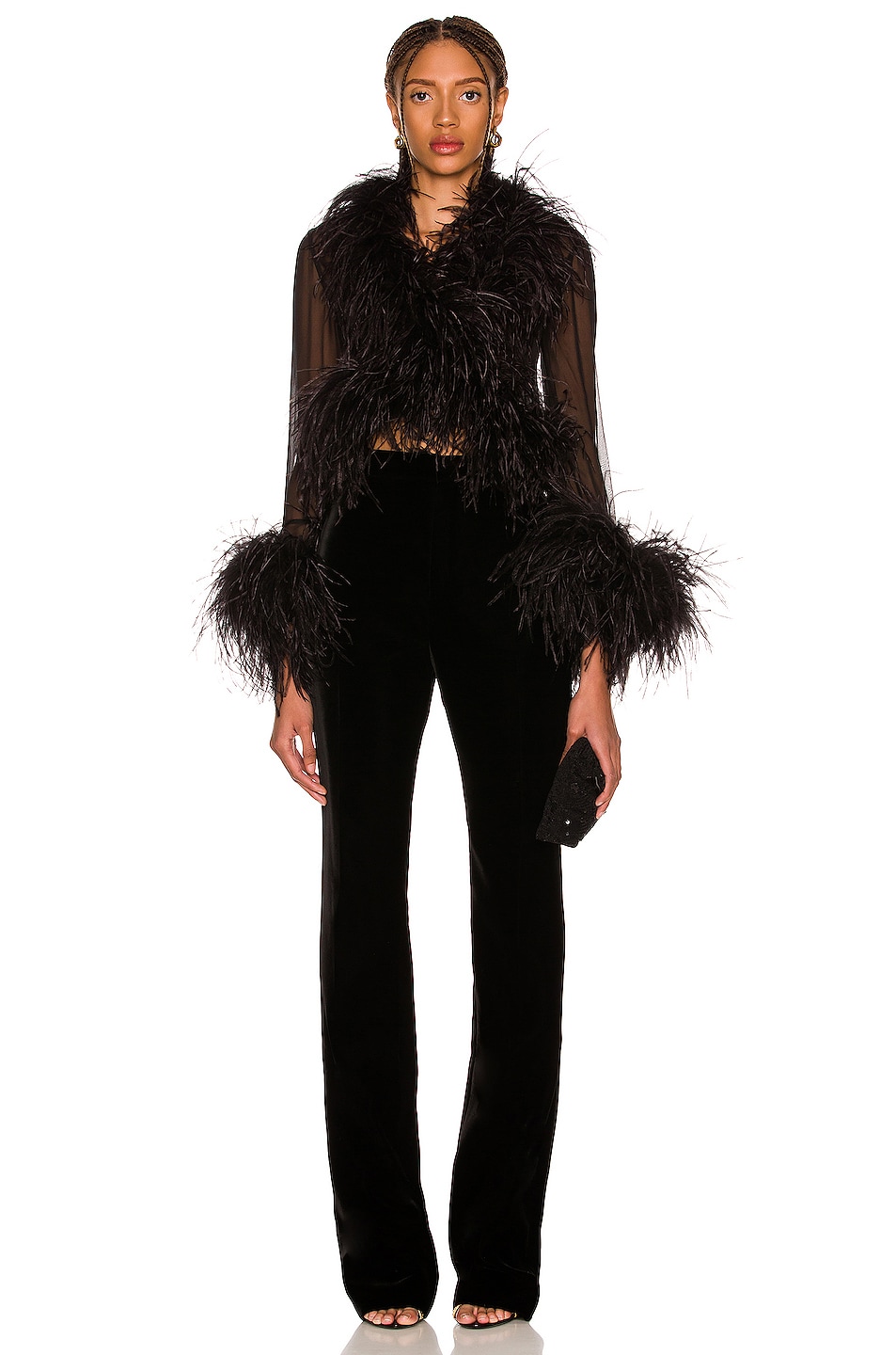 Saint Laurent Feather Blouse in Noir | FWRD