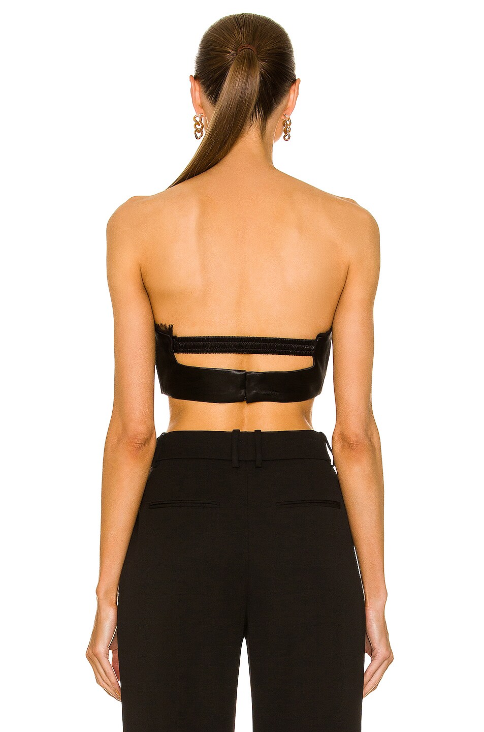 Saint Laurent Satin Bustier Top in Noir | FWRD