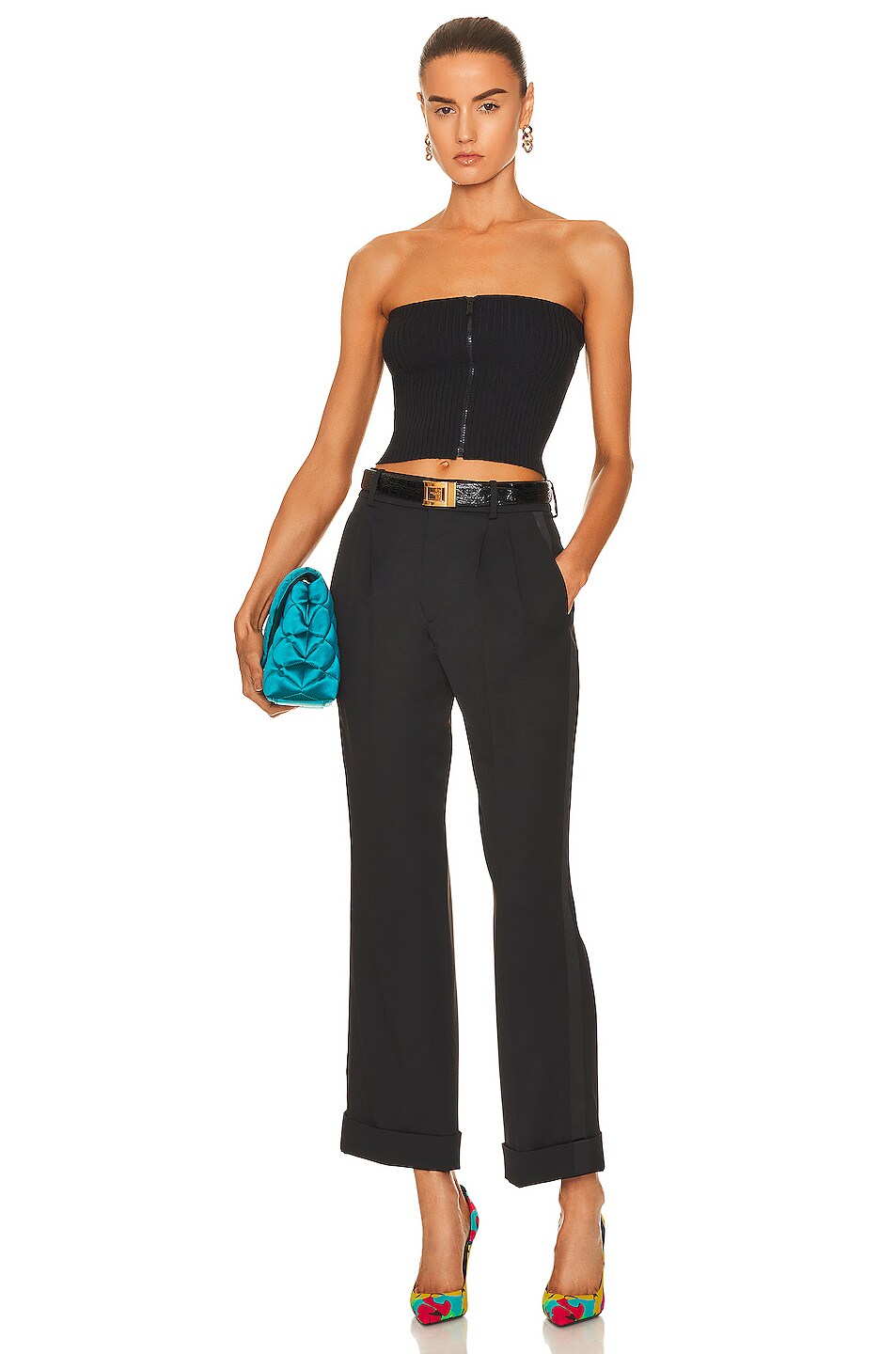 Saint Laurent Strapless Bustier Top in Noir | FWRD