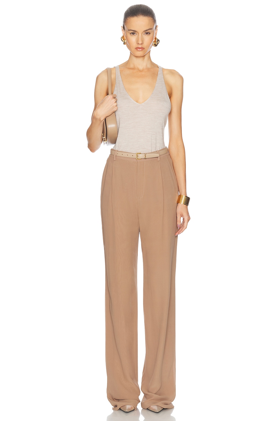 Saint Laurent Cashmere Tank Top in Beige | FWRD