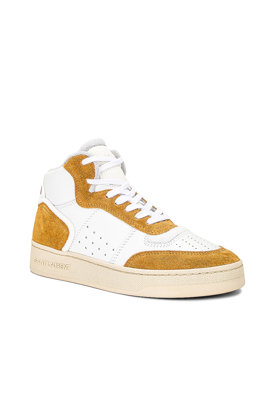 Saint Laurent SL80 Sneaker in Blanc Optique & Deer Yellow | FWRD