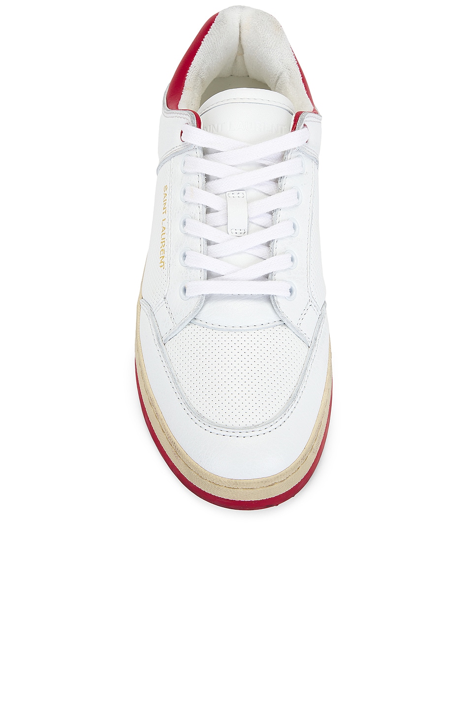 Saint Laurent SL61 Low Top Sneaker in Blanc & Vintage Red | FWRD