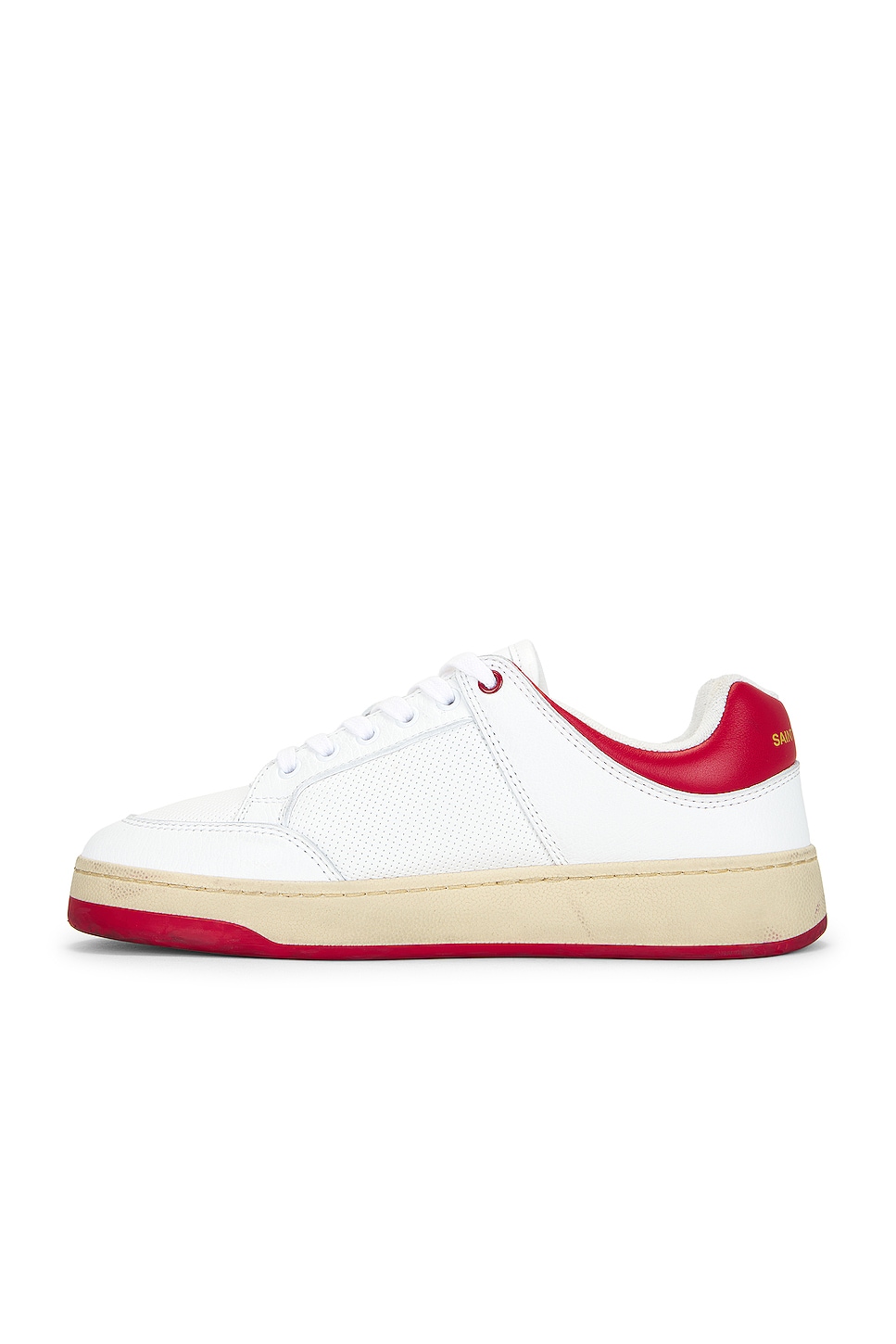Saint Laurent SL61 Low Top Sneaker in Blanc & Vintage Red | FWRD