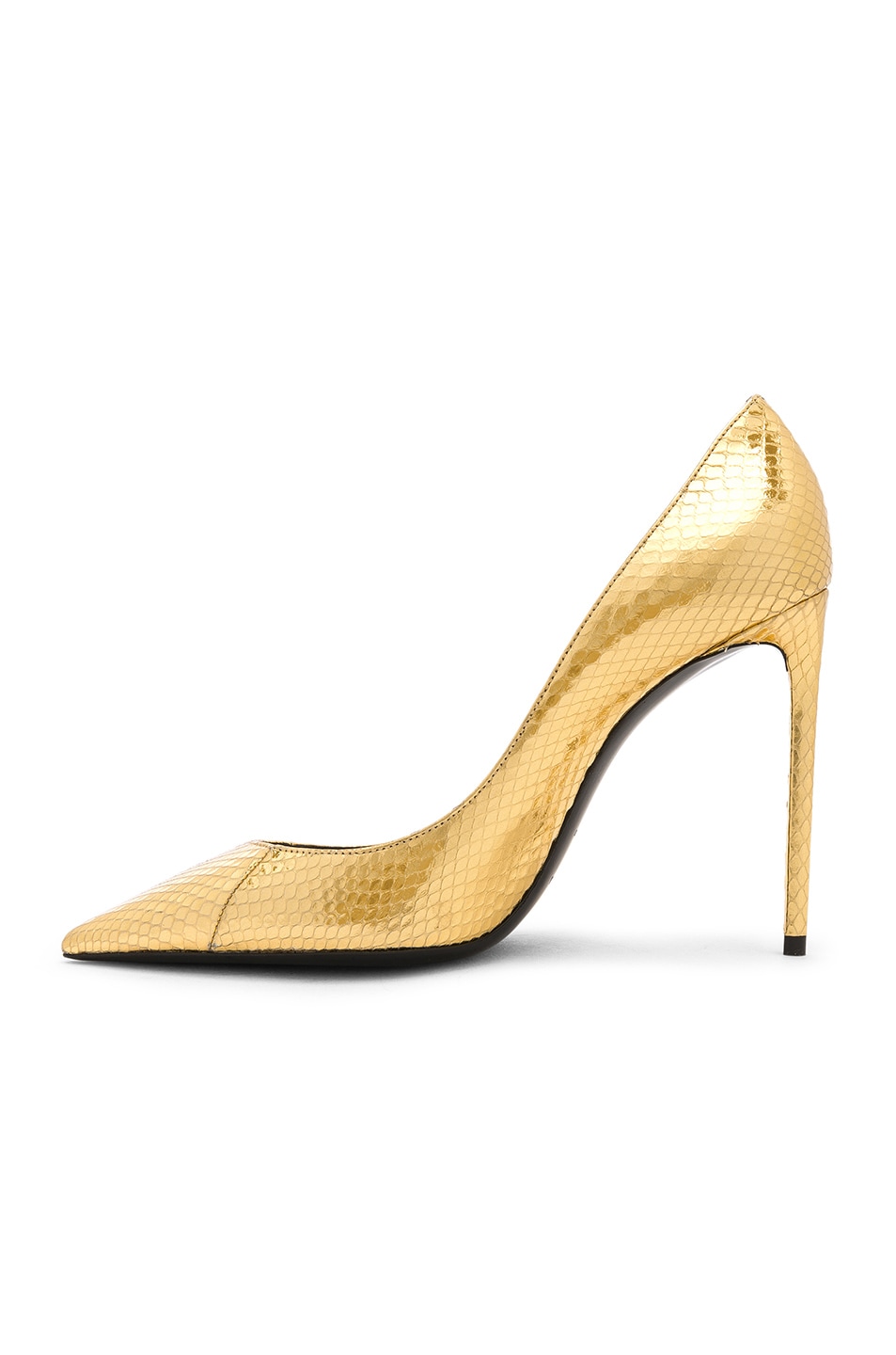 Saint Laurent Metallic Snakeskin Zoe Pumps in Gold | FWRD