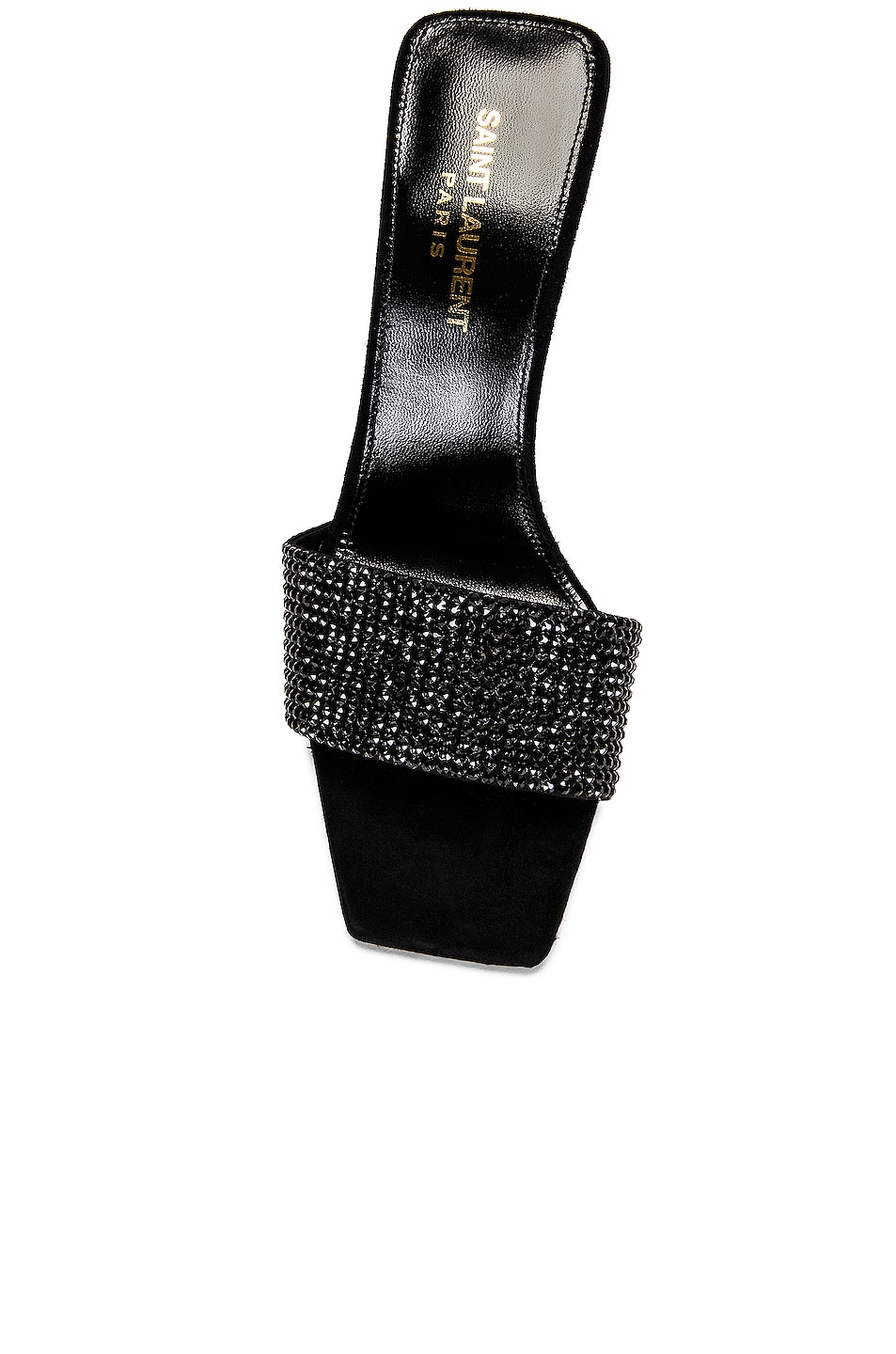 Saint Laurent Lucky Evening Mules in Nero & Jet | FWRD