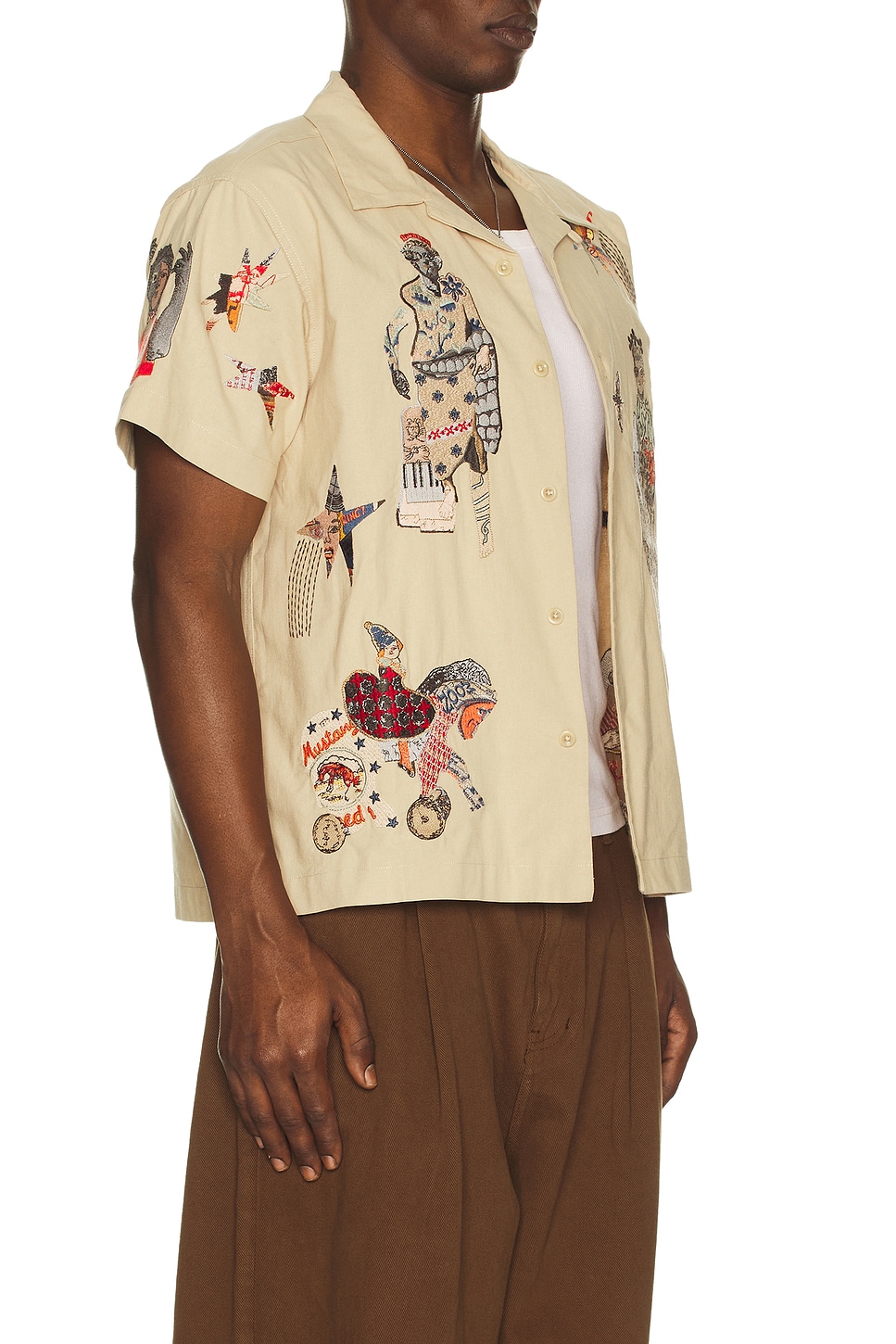 Samuel Zelig Collage Camp Shirt in Natural Tint | FWRD