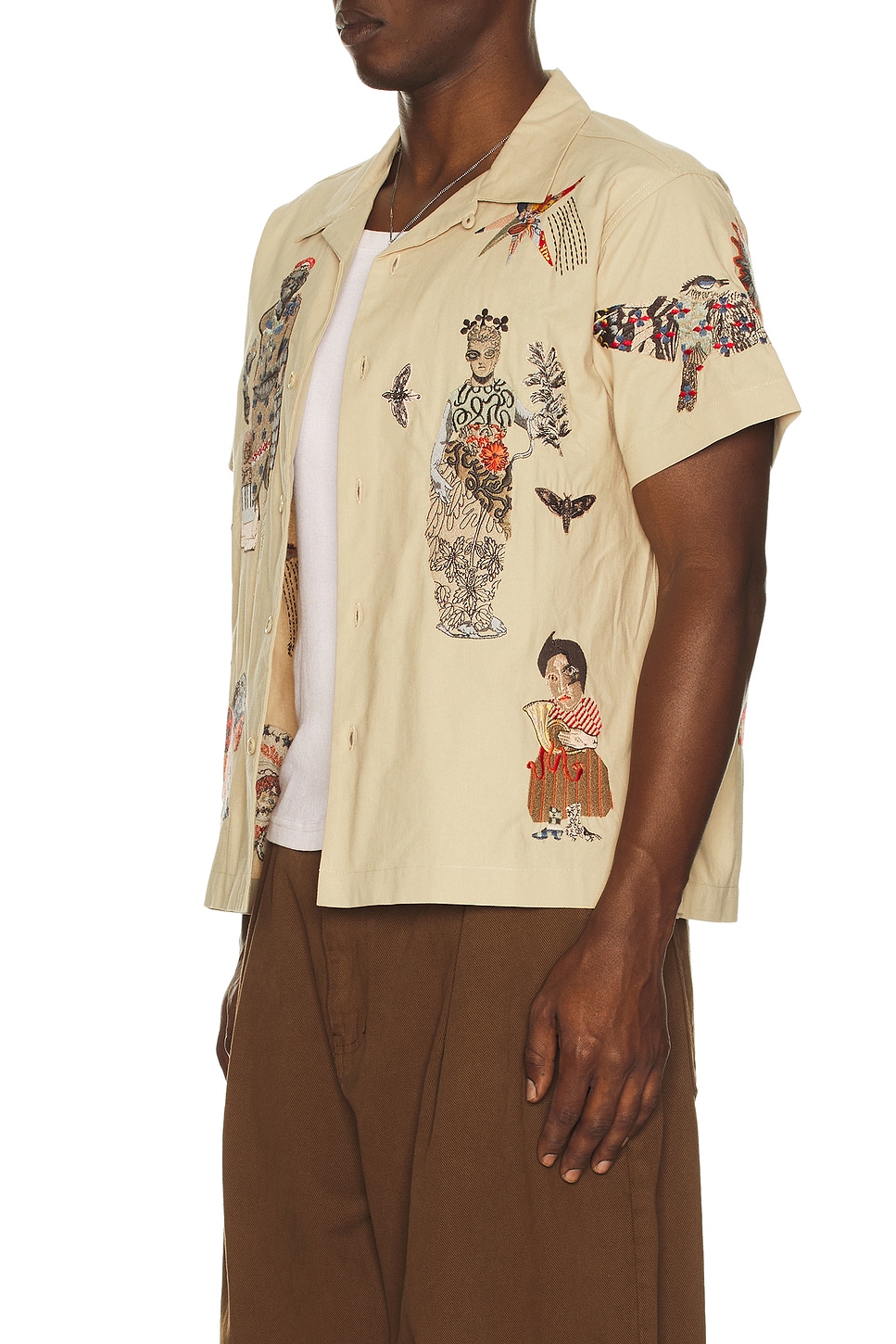 Samuel Zelig Collage Camp Shirt in Natural Tint | FWRD