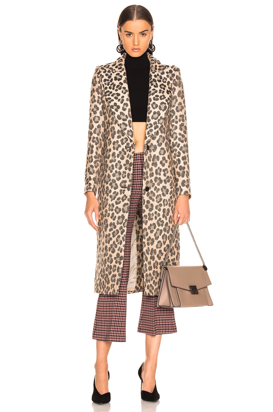 Smythe Peaked Lapel Coat in Buff Leopard | FWRD