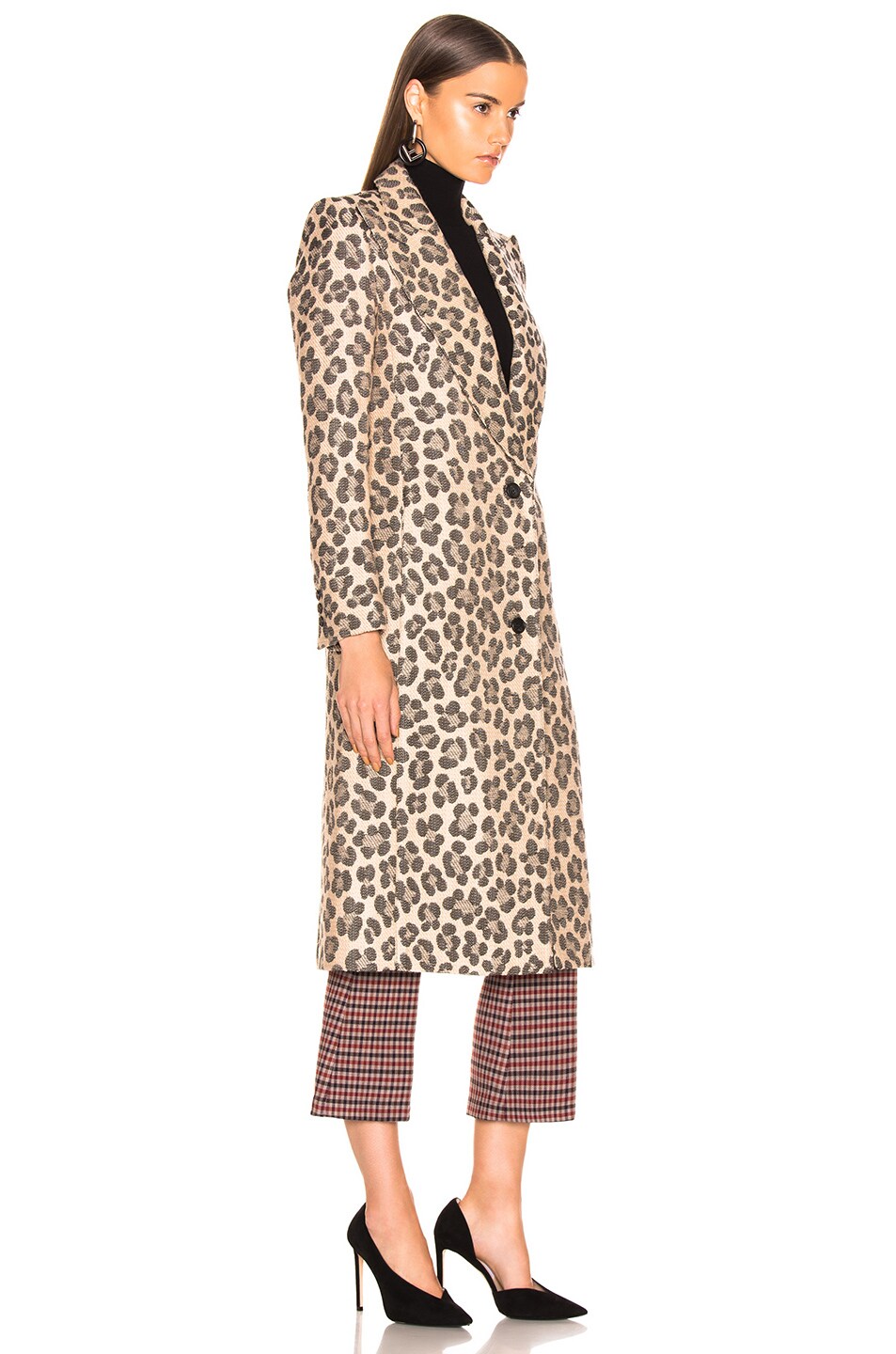 Smythe Peaked Lapel Coat in Buff Leopard | FWRD