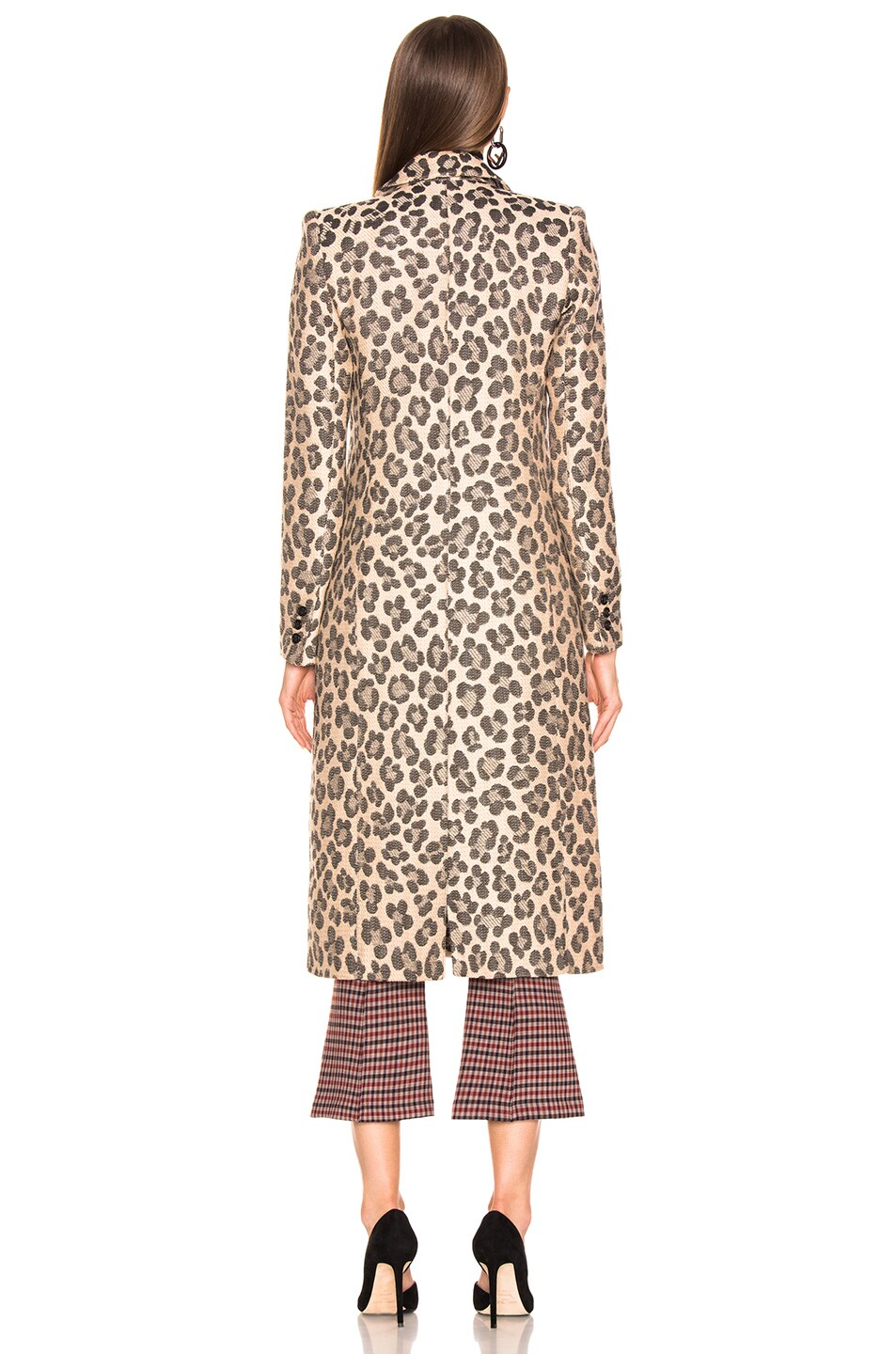 Smythe Peaked Lapel Coat in Buff Leopard | FWRD