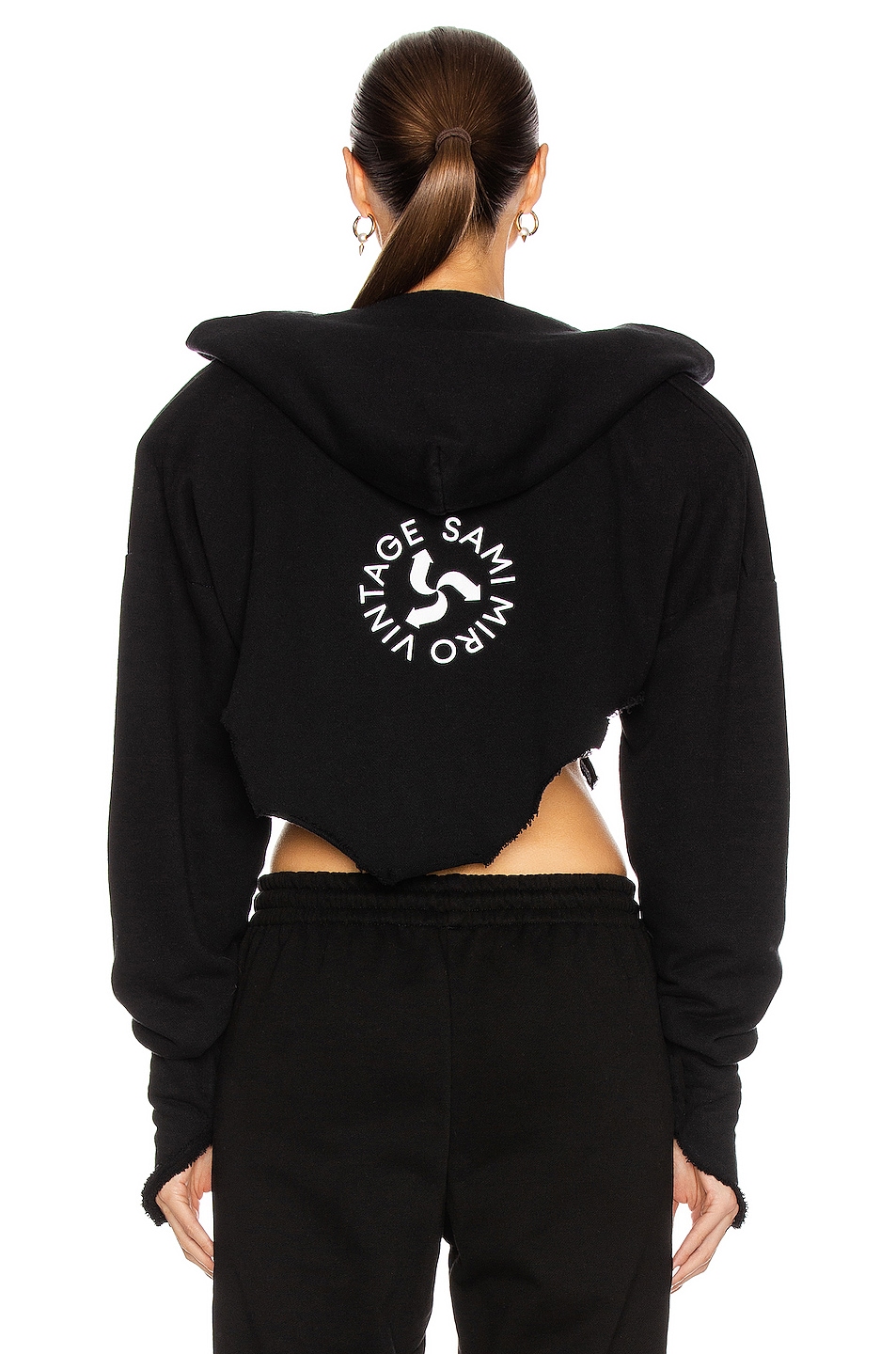 SAMI MIRO VINTAGE V Cut Zip Up Hoodie in Black | FWRD