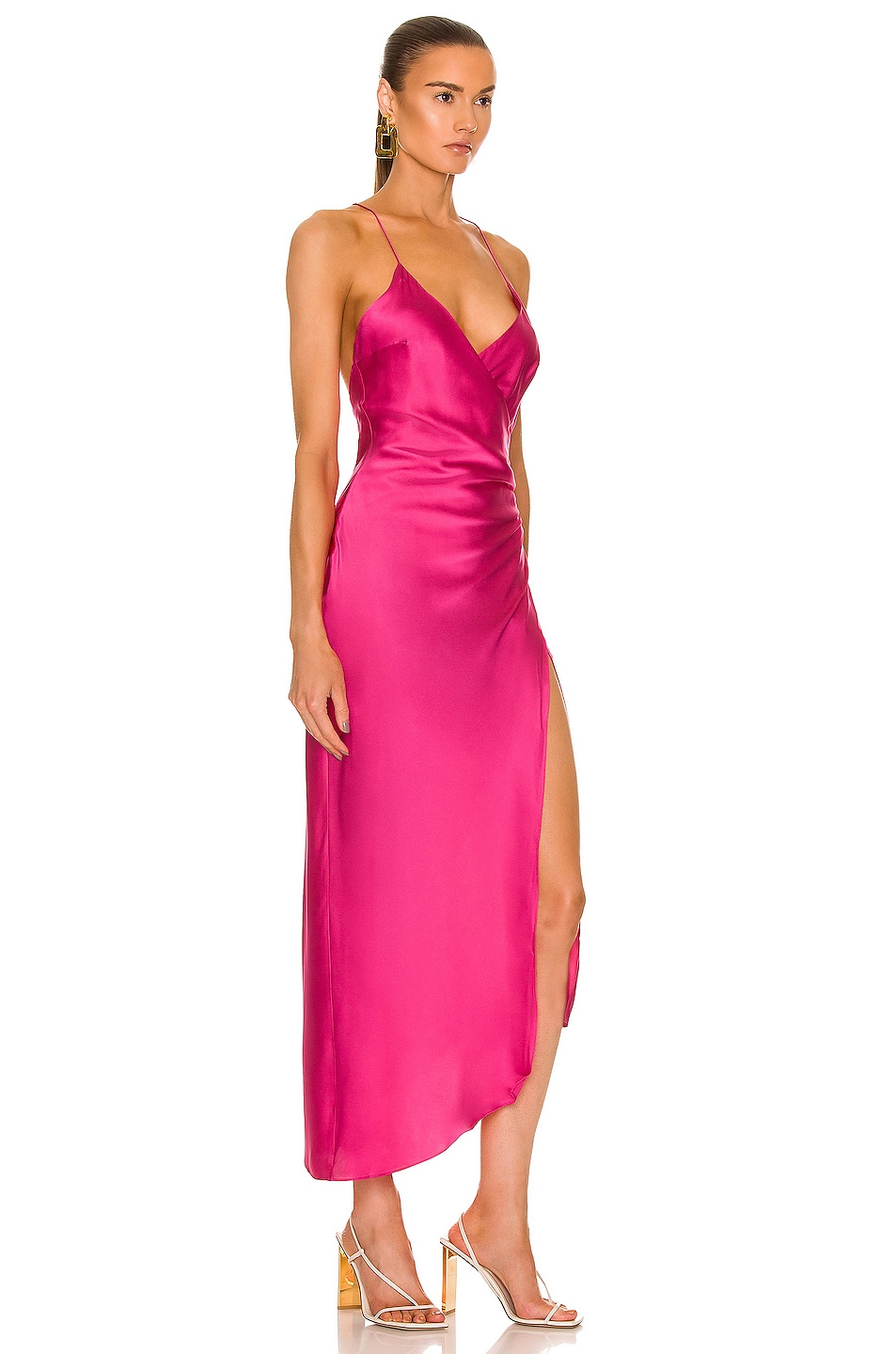 SEROYA Emma Silk Dress in Fuchsia Purple | FWRD