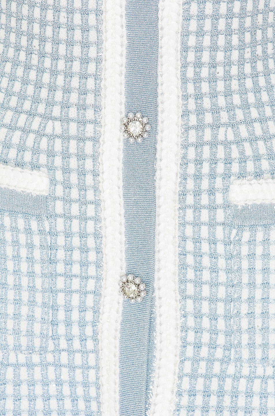 self-portrait Blue Lurex Knitted Mini Dress in Blue | FWRD