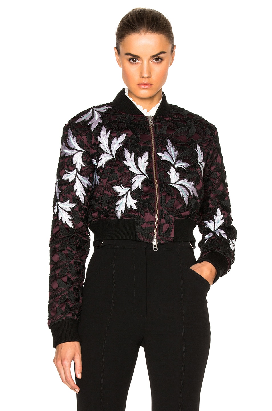 self-portrait Cropped Bomber Jacket in Multi | FWRD