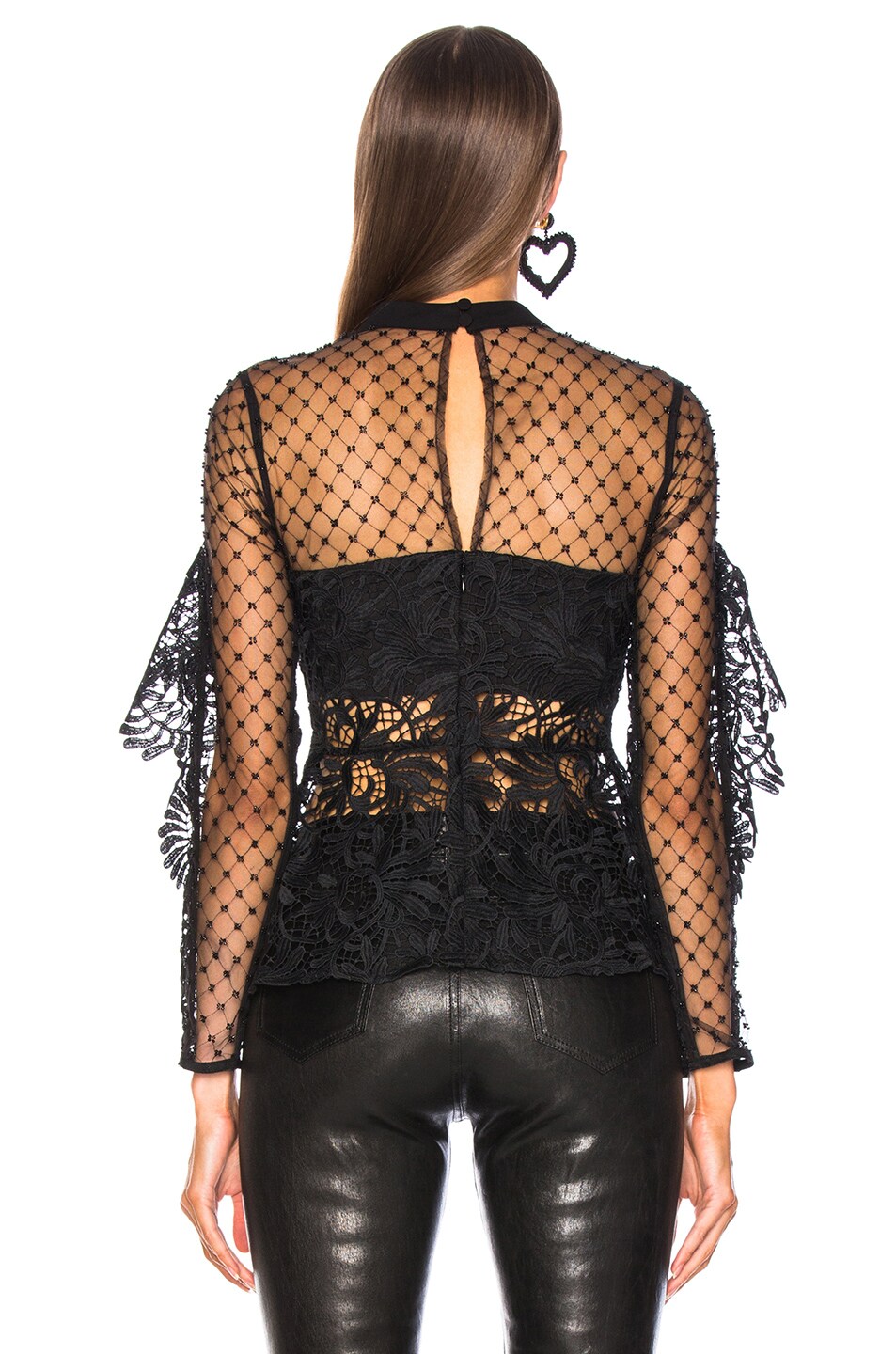 self-portrait Lace Handkerchief Top in Black | FWRD