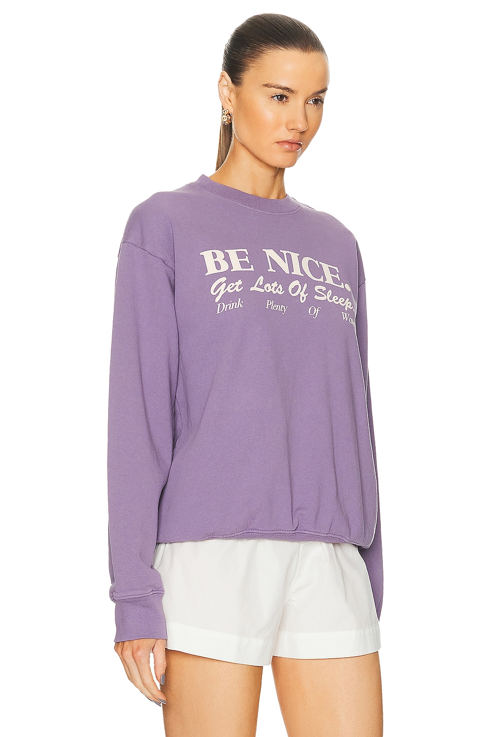 Sporty & Rich Be Nice Crewneck Sweater in Eggplant | FWRD