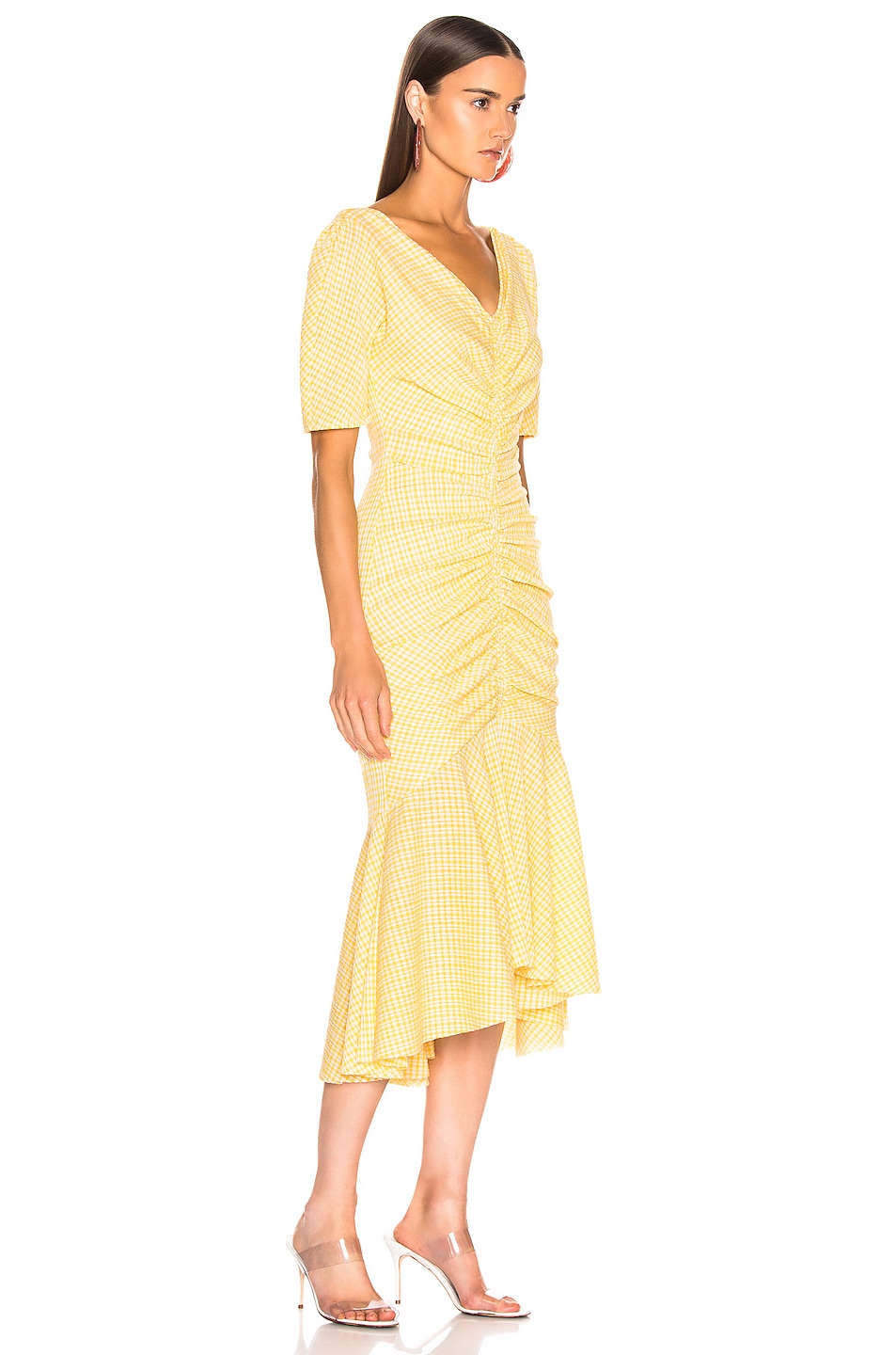 Staud Panier Dress in Yellow Gingham | FWRD